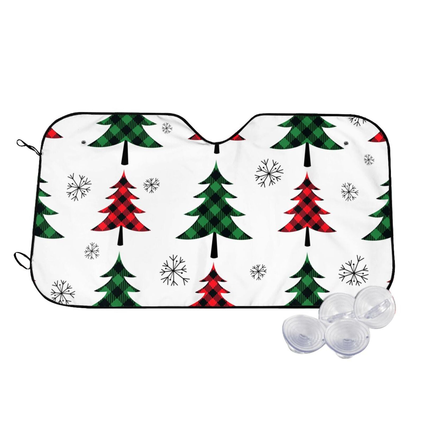 Daiia Buffalo Plaid Christmas Trees Windshield Sun Shade for Car SUV ...