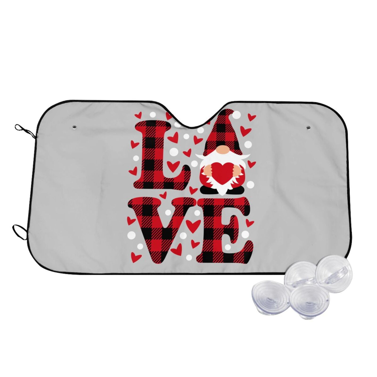Daiia Buffalo Plaid Love And Gnome Windshield Sun Shade for Car SUV ...