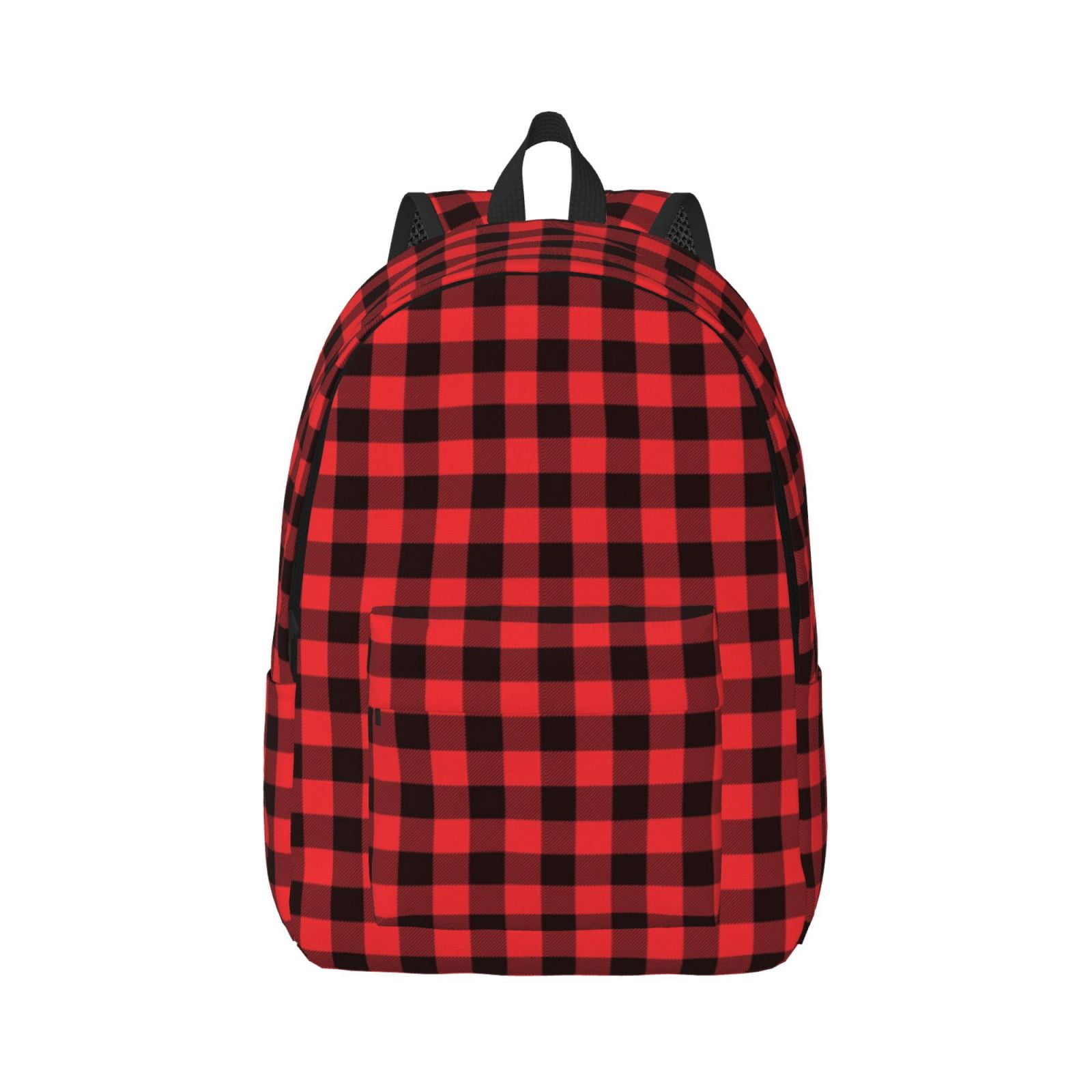 Daiia Buffalo Plaid Red Black Vintage Canvas Backpack for Men and Women ...
