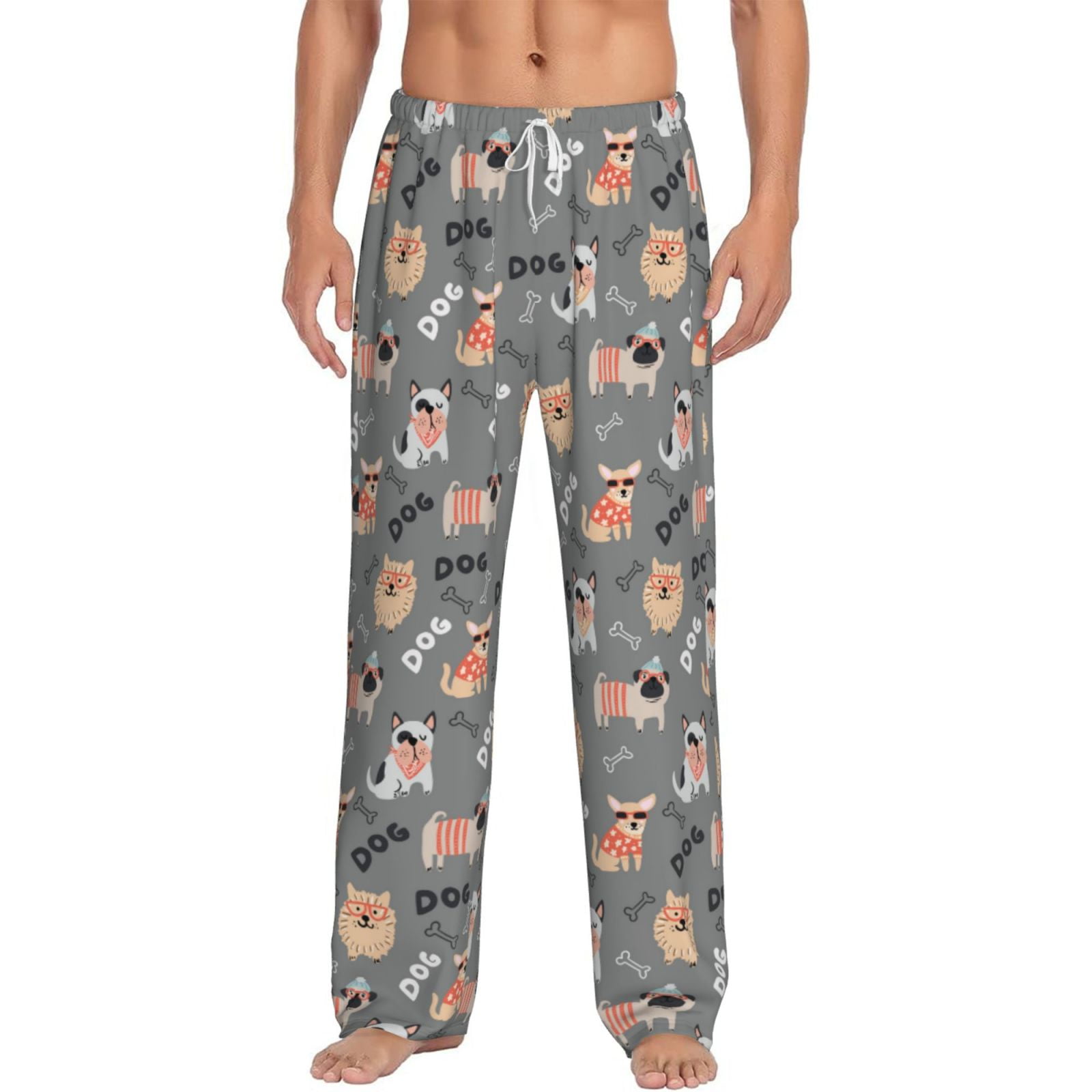 Daiia Bulldog Men's Sleep Pant with Pockets and Drawstring,Pajama Pants ...