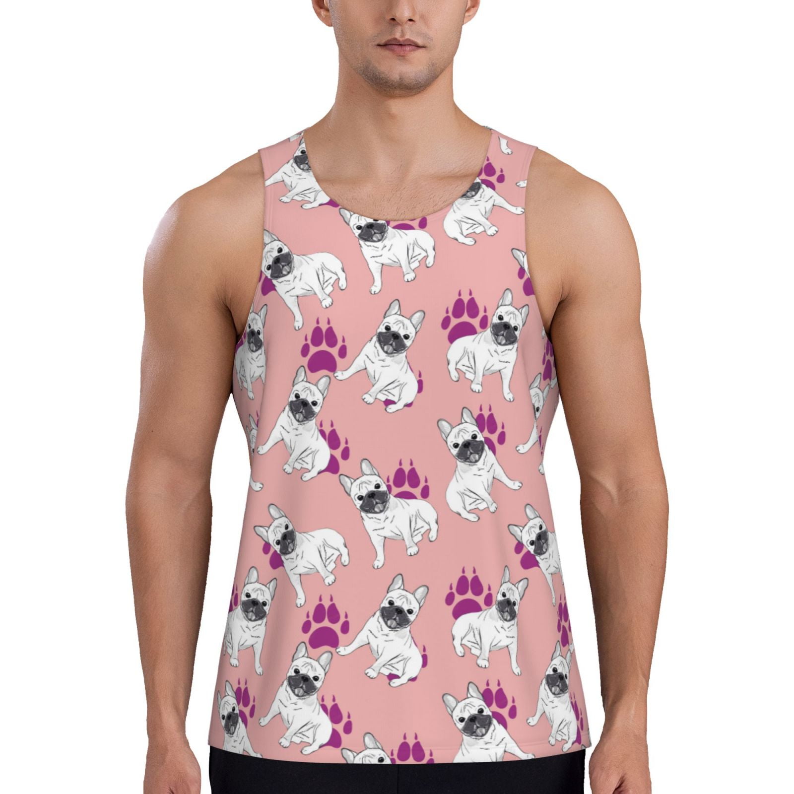 Daiia Bulldog Printed Men's Quick Dry Fit Muscle Tank Top Slim-Fit Tank ...