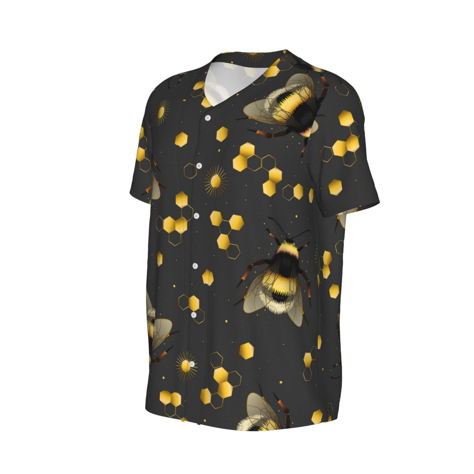 Daiia Bumblebee Mens Baseball Jersey Button Down Shirts Short Sleeve ...