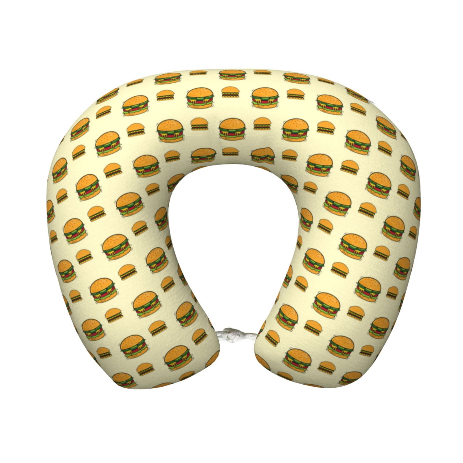 Daiia Burgers And Hot Dogs Pattern Travel Pillow 100% Pure Memory Foam ...