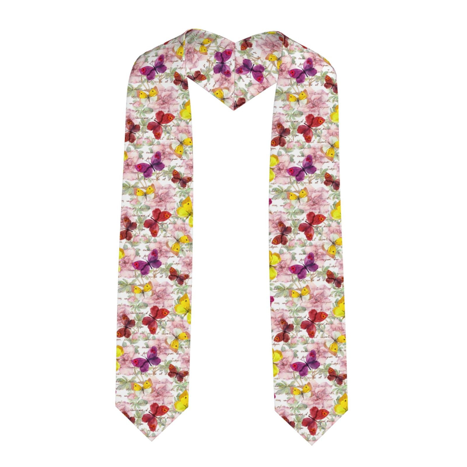 Daiia Butterflies and Vintage Pattern Graduation Shawl Stole – Satin ...