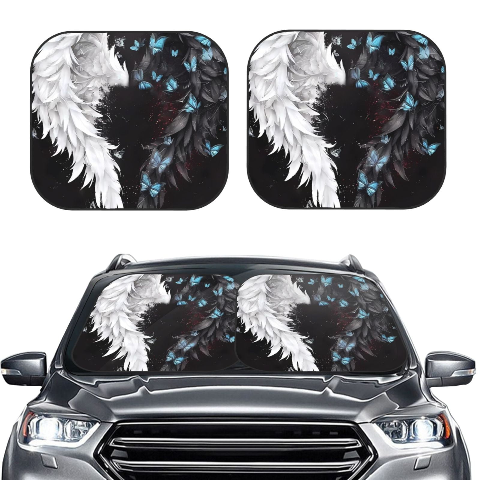 Daiia Butterfly Angel Wings Art 2PCS Car Windshield Sun Shade, Foldable ...