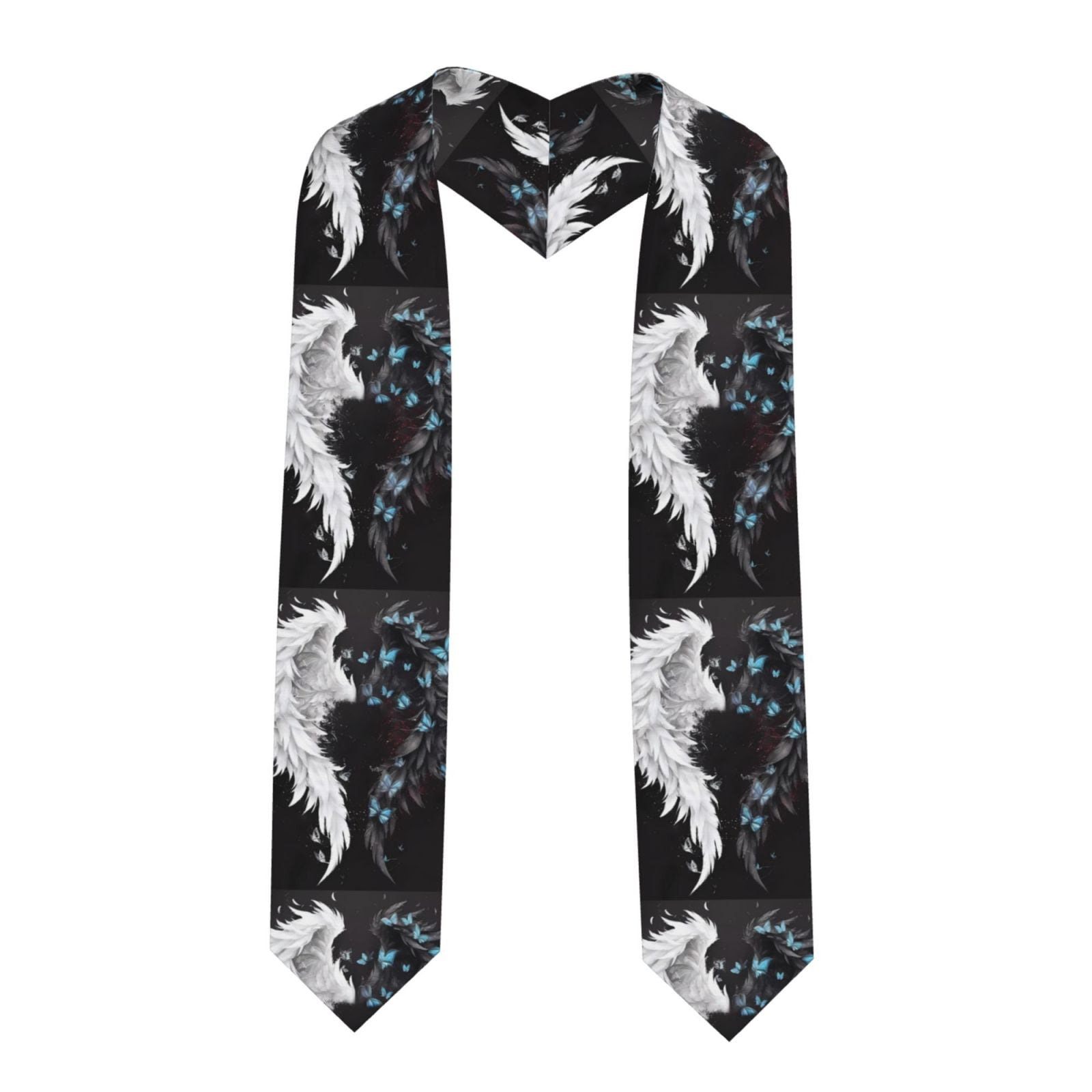 Daiia Butterfly Angel Wings Art Pattern Graduation Shawl Stole – Satin ...