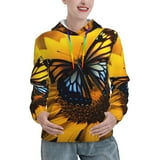 Daiia Butterfly On Sunflower Pattern Women's Fashion Hoodies ...