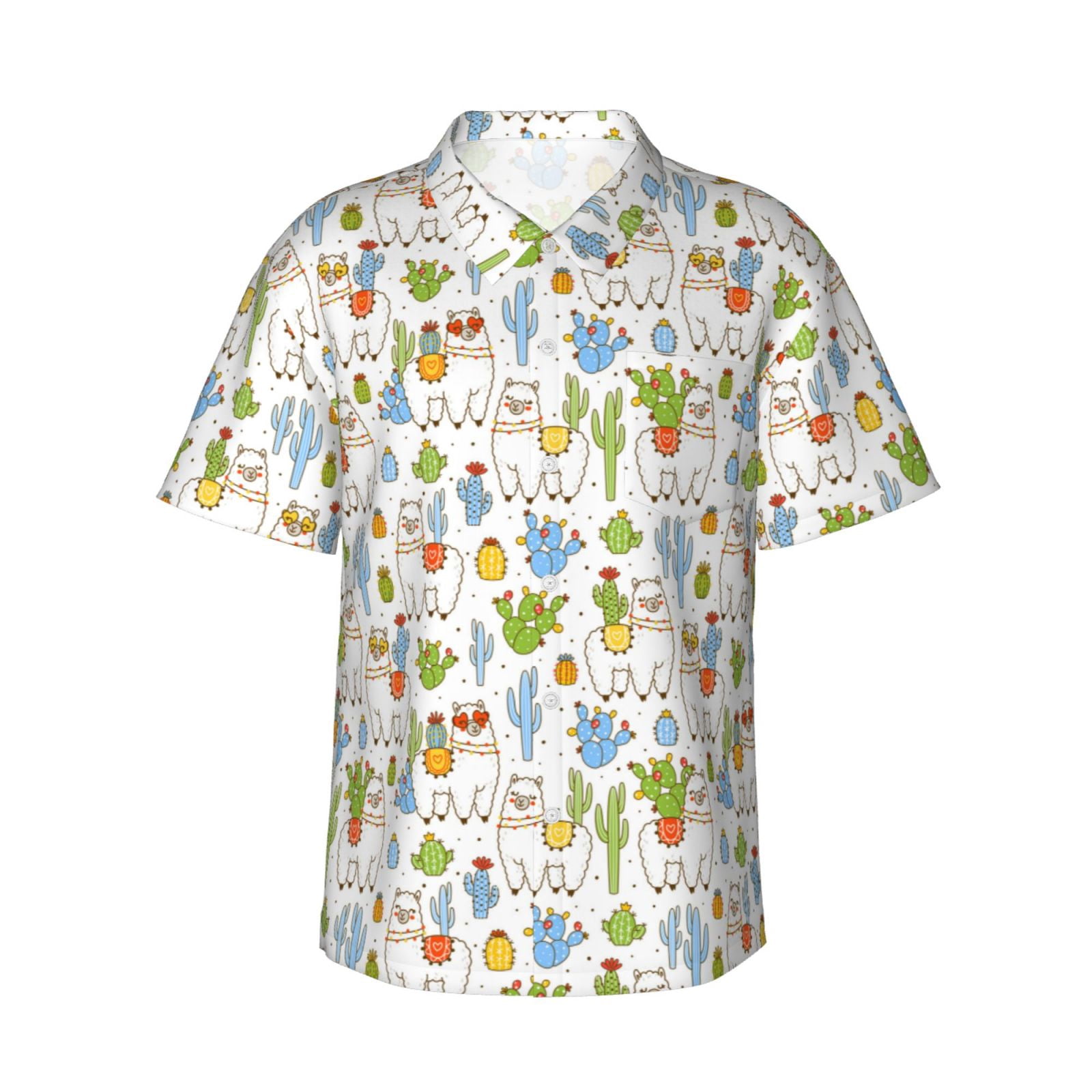 Daiia Cactus Plants Hawaiian Shirt for Men Gentle Cotton Regular Short ...