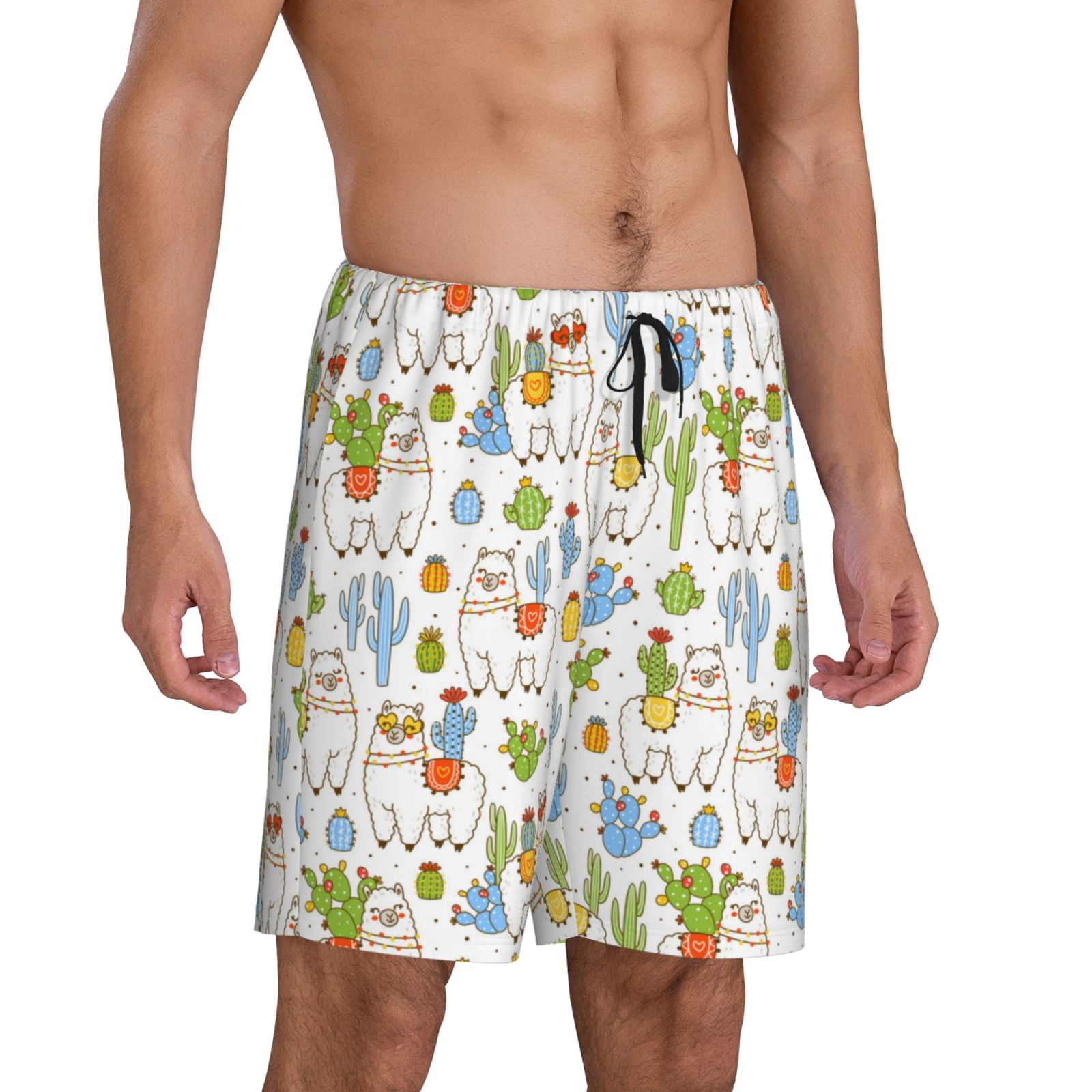 Daiia Cactus Plants Mens Woven Stretch Pajama Short,Short Pajama Pants ...