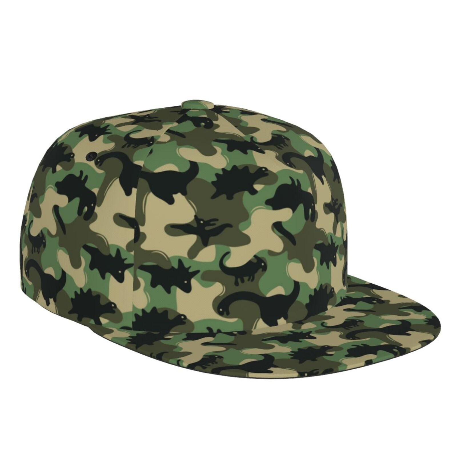 Daiia Camouflage Dinosaur print Flat Bill Hats Flat Brim Trucker Cap ...