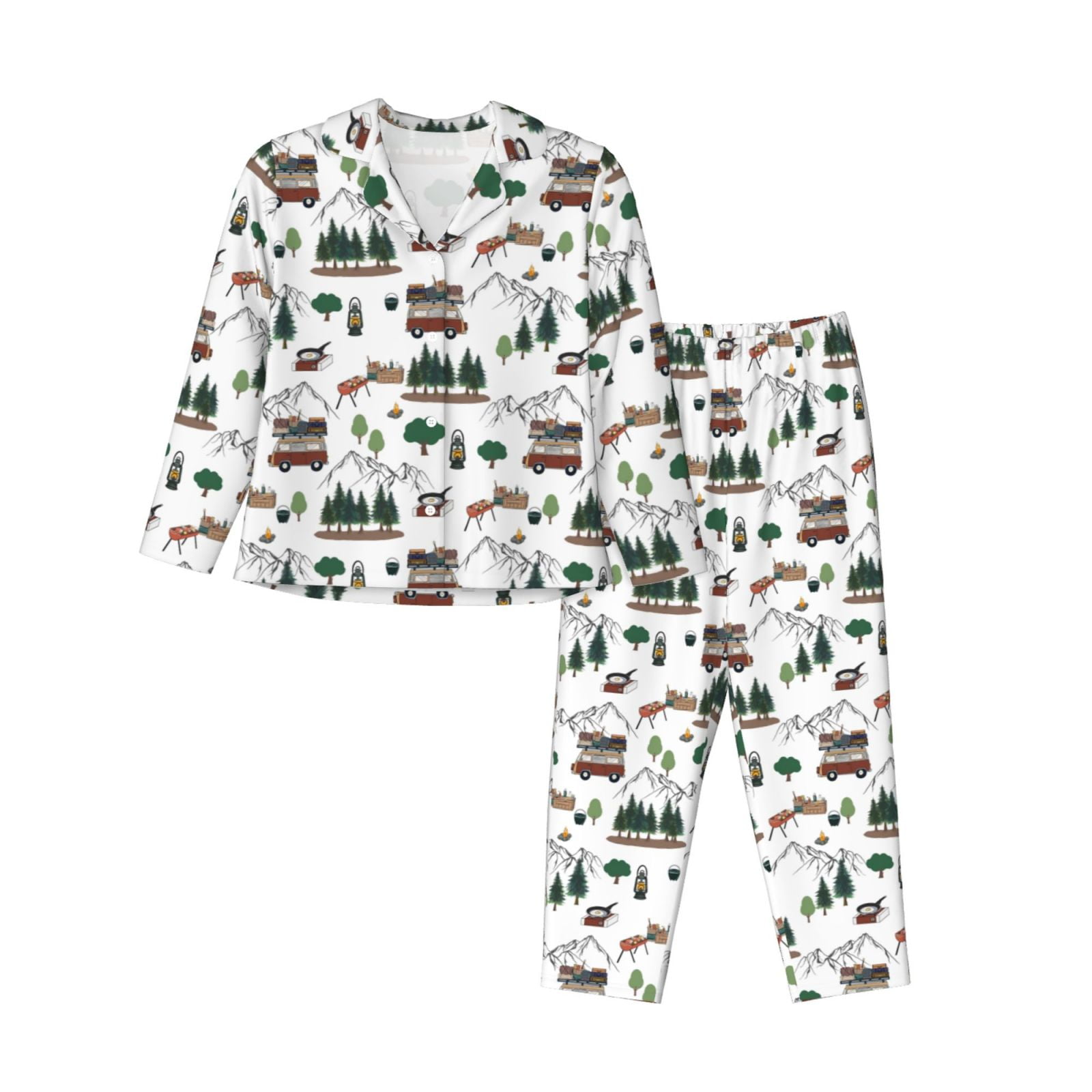 Daiia Camping Caravan 2 for Women's Long-Sleeved Pajama Set – Soft ...