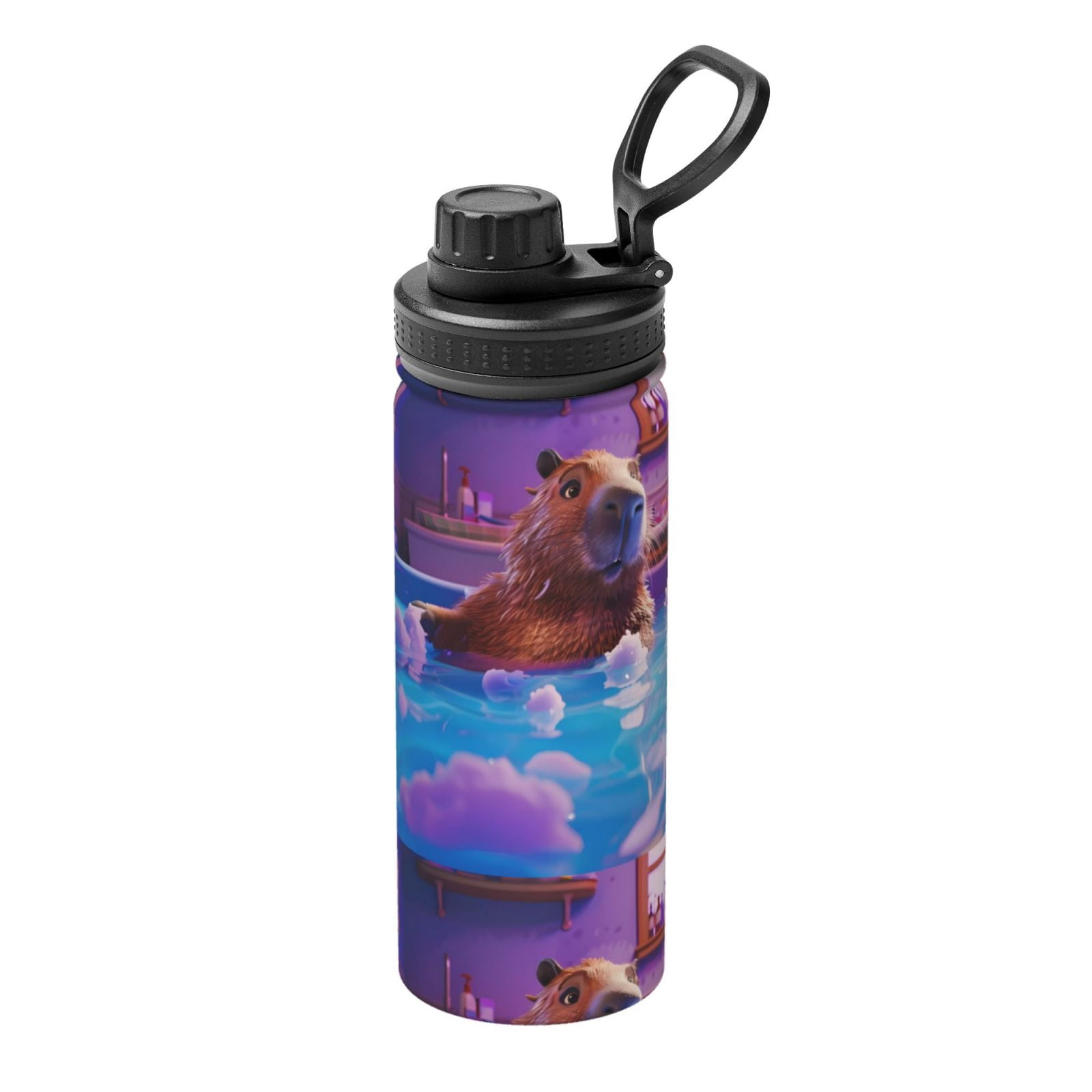 Daiia Capybara Bathtub Fun Printed 18 OZ Sports Insulated Kettle ...