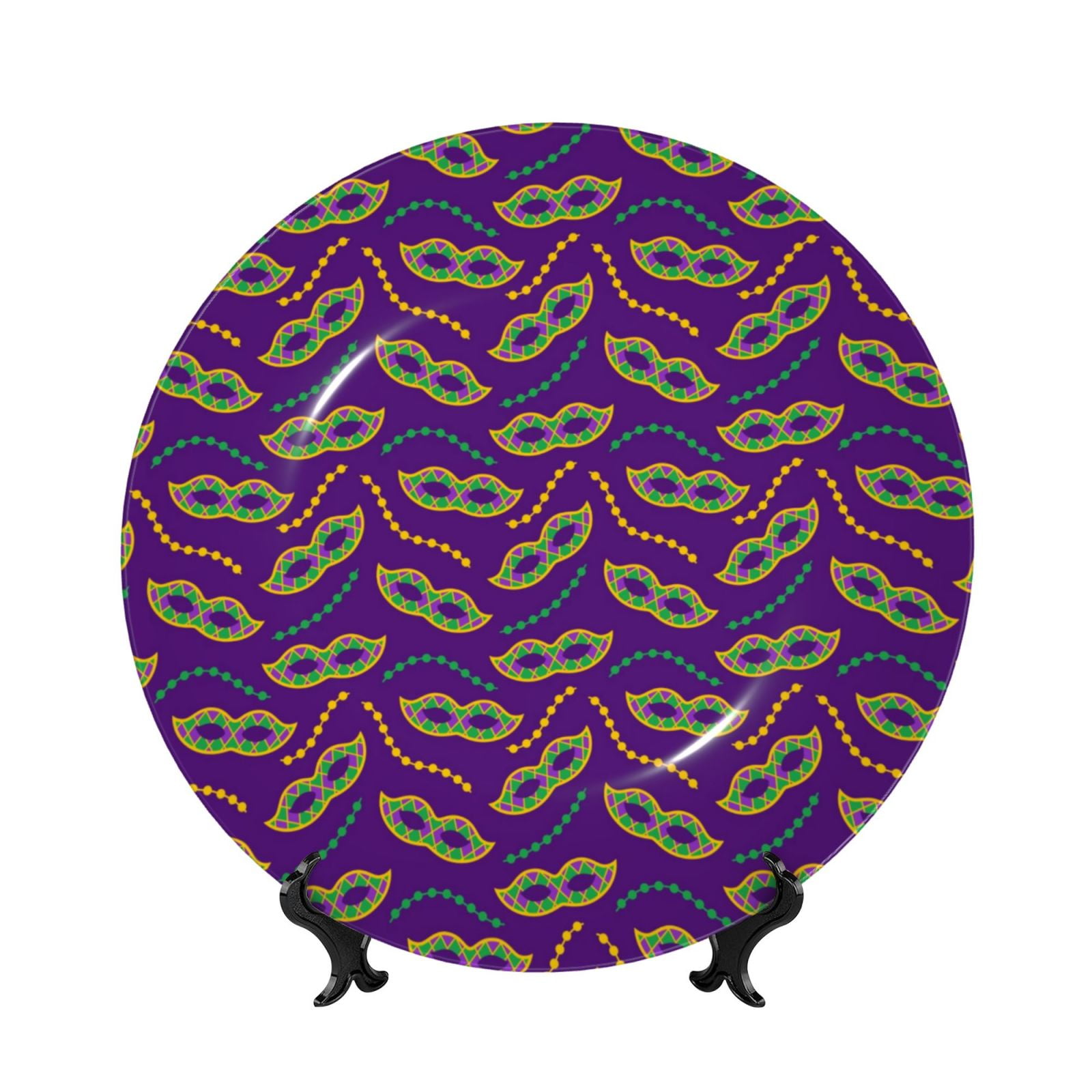 Daiia Carnival Masks and Beads Printed Pattern Ceramic Plate Dinner ...