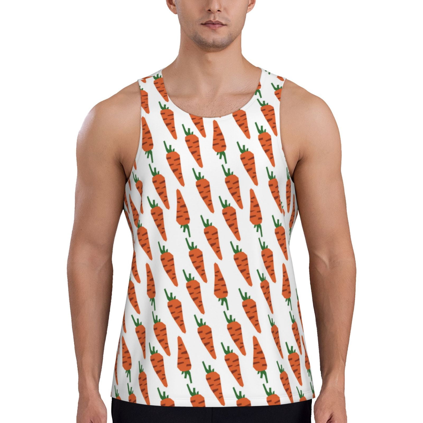 Daiia Carrot Printed Men's Quick Dry Fit Muscle Tank Top Slim-Fit Tank ...