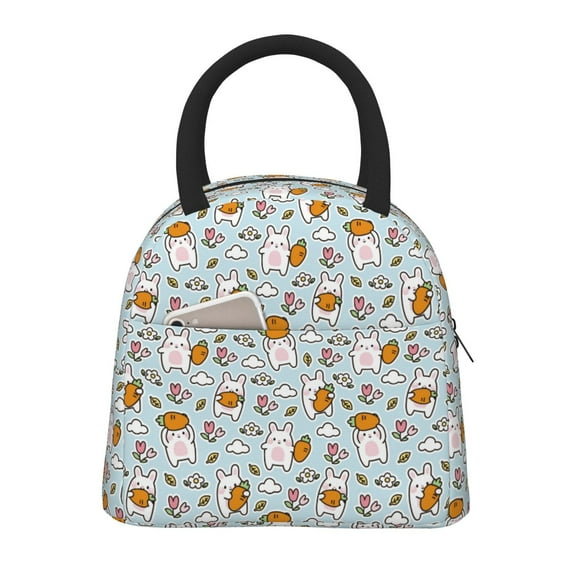 Daiia Carrot Rabbit Pattern Lunch Bag , Insulated Lunch Box, Small ...