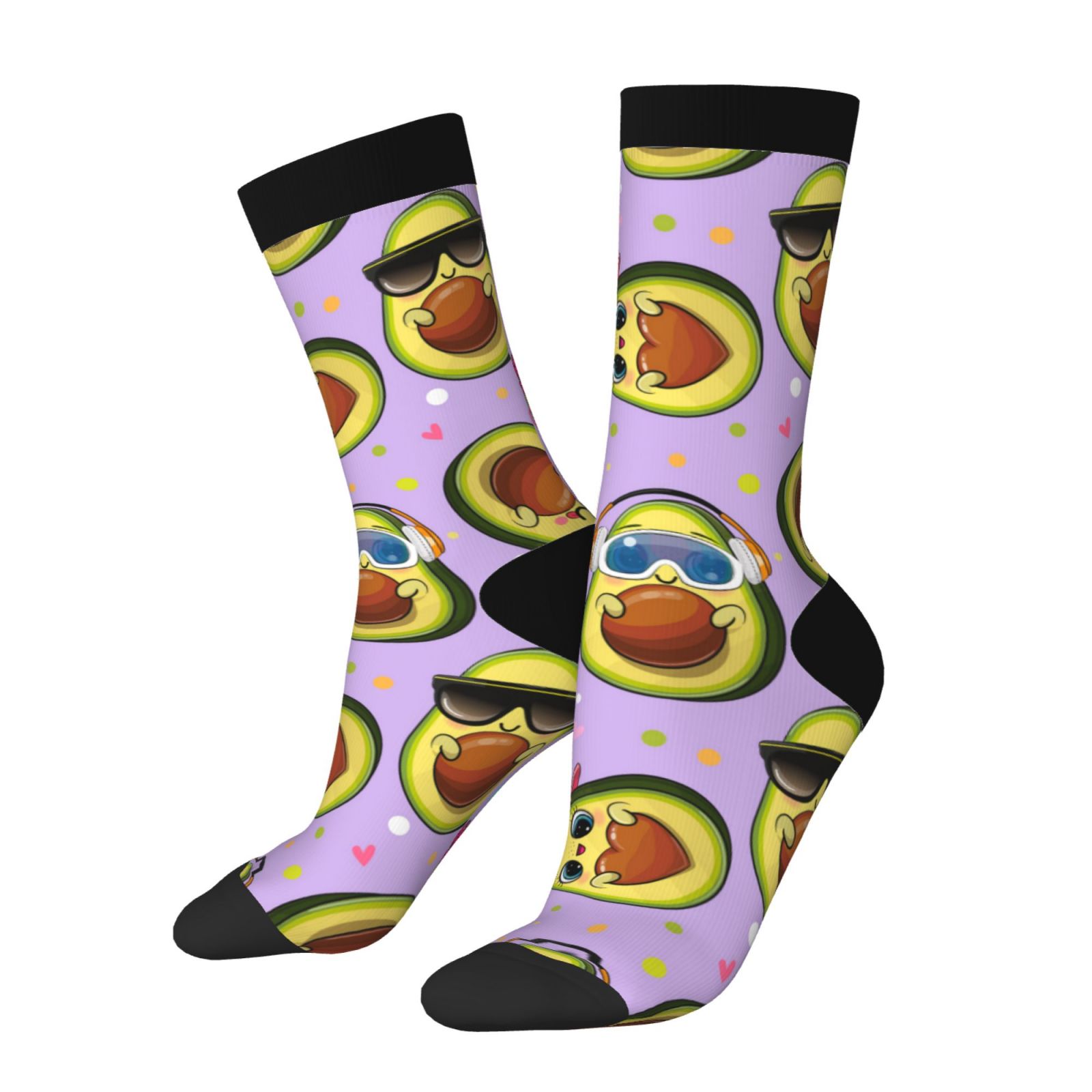 Daiia Cartoon Avocados Print Crew Socks – Soft Breathable Long Socks ...