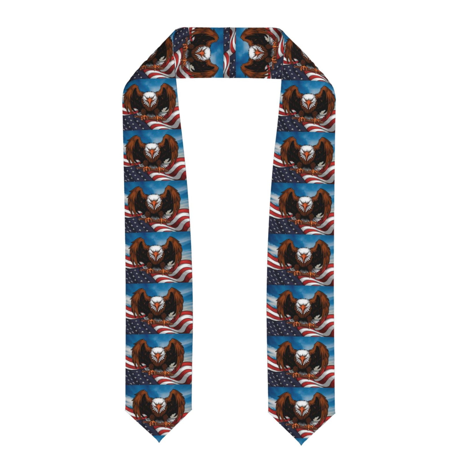 Daiia Cartoon Bald Eagle USA Pattern Graduation Shawl Stole – Satin ...