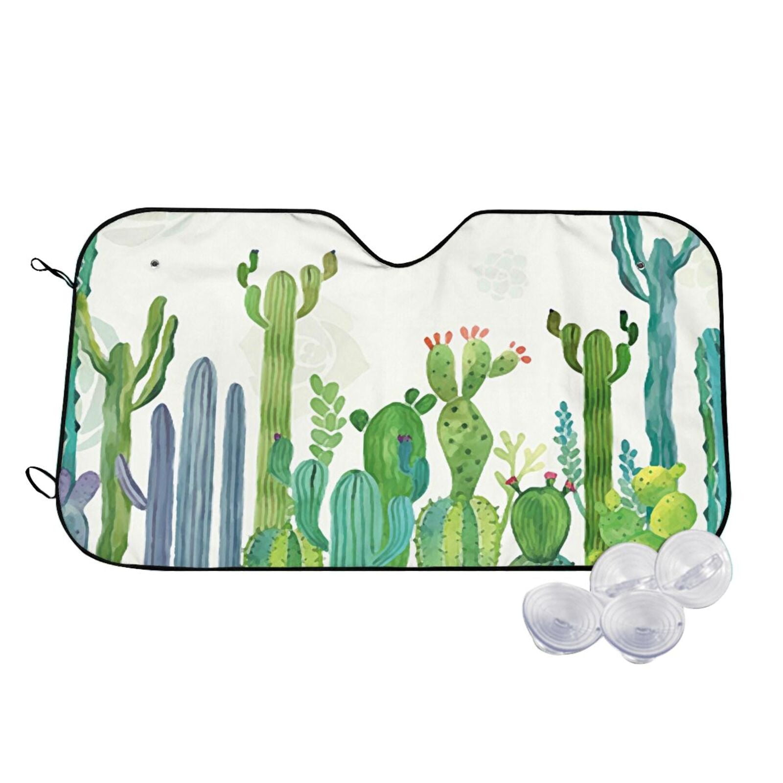 Daiia Cartoon Cactus Windshield Sun Shade for Car SUV Truck (Medium ...