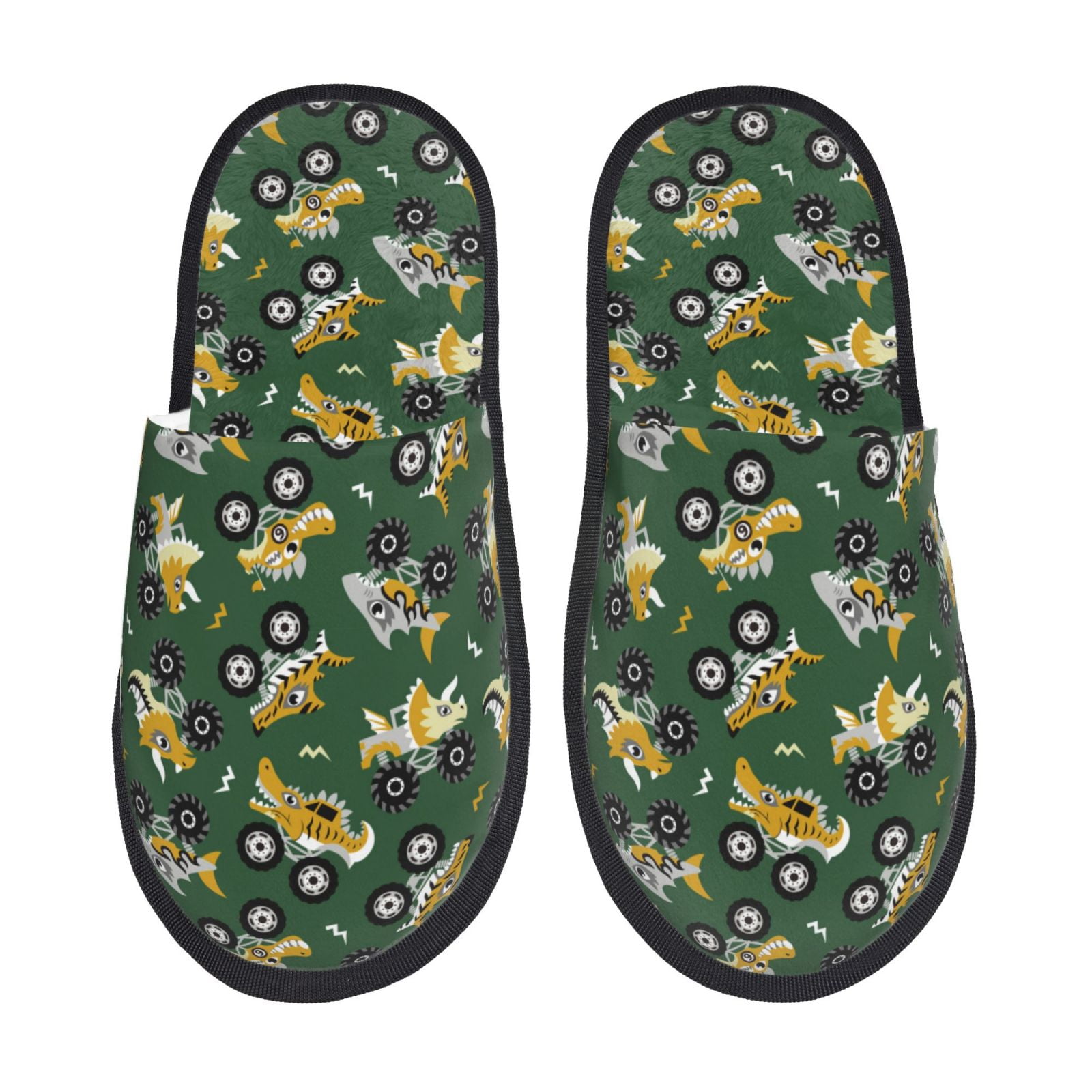 Daiia Cartoon Car Pattern Furry Slippers for Women and Men, Soft Plush ...