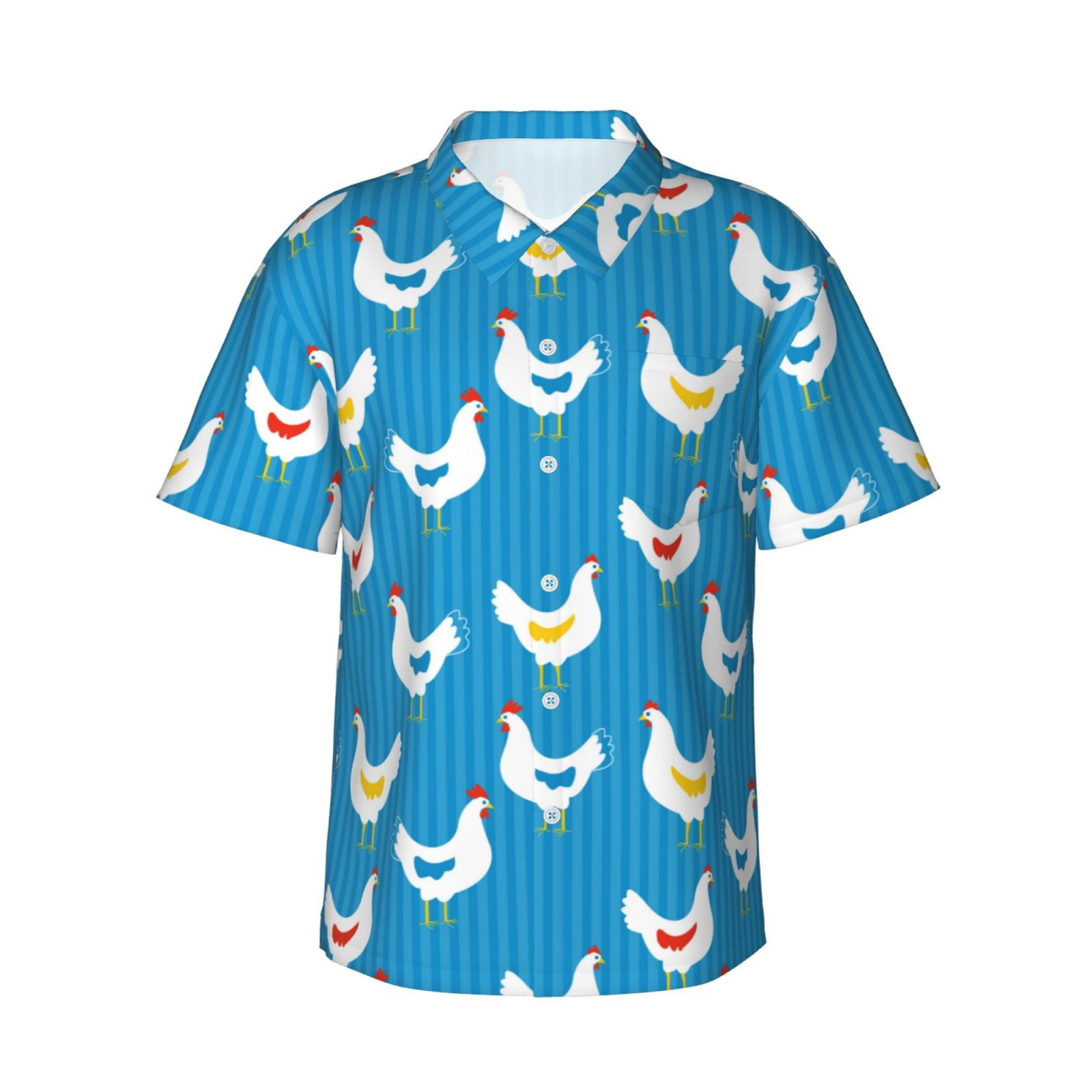 Daiia Cartoon Chicken Hawaiian Shirt for Men Gentle Cotton Regular ...