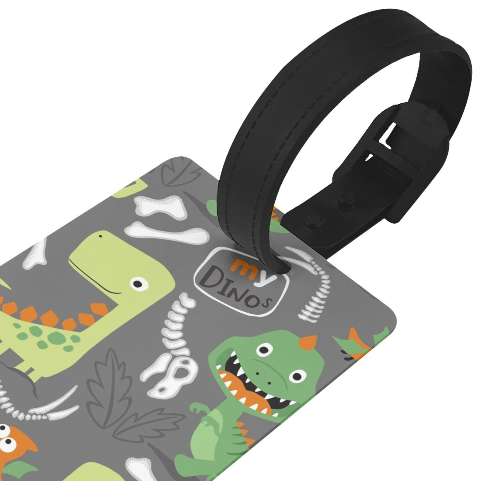 Daiia Cartoon Dinosaurs Durable Luggage Tags with Secure Strap Travel ...