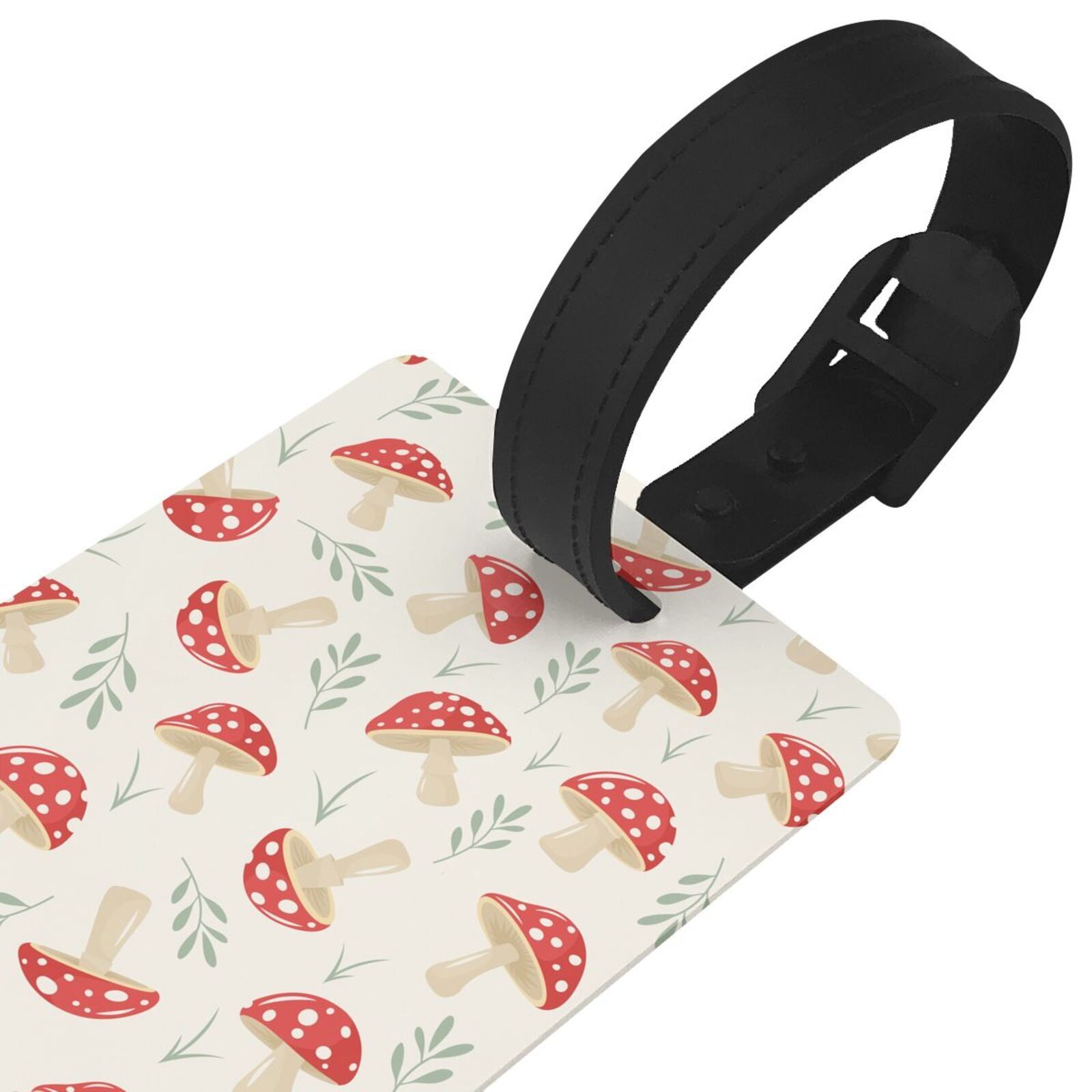 Daiia Cartoon Flat Mushrooms Durable Luggage Tags with Secure Strap ...