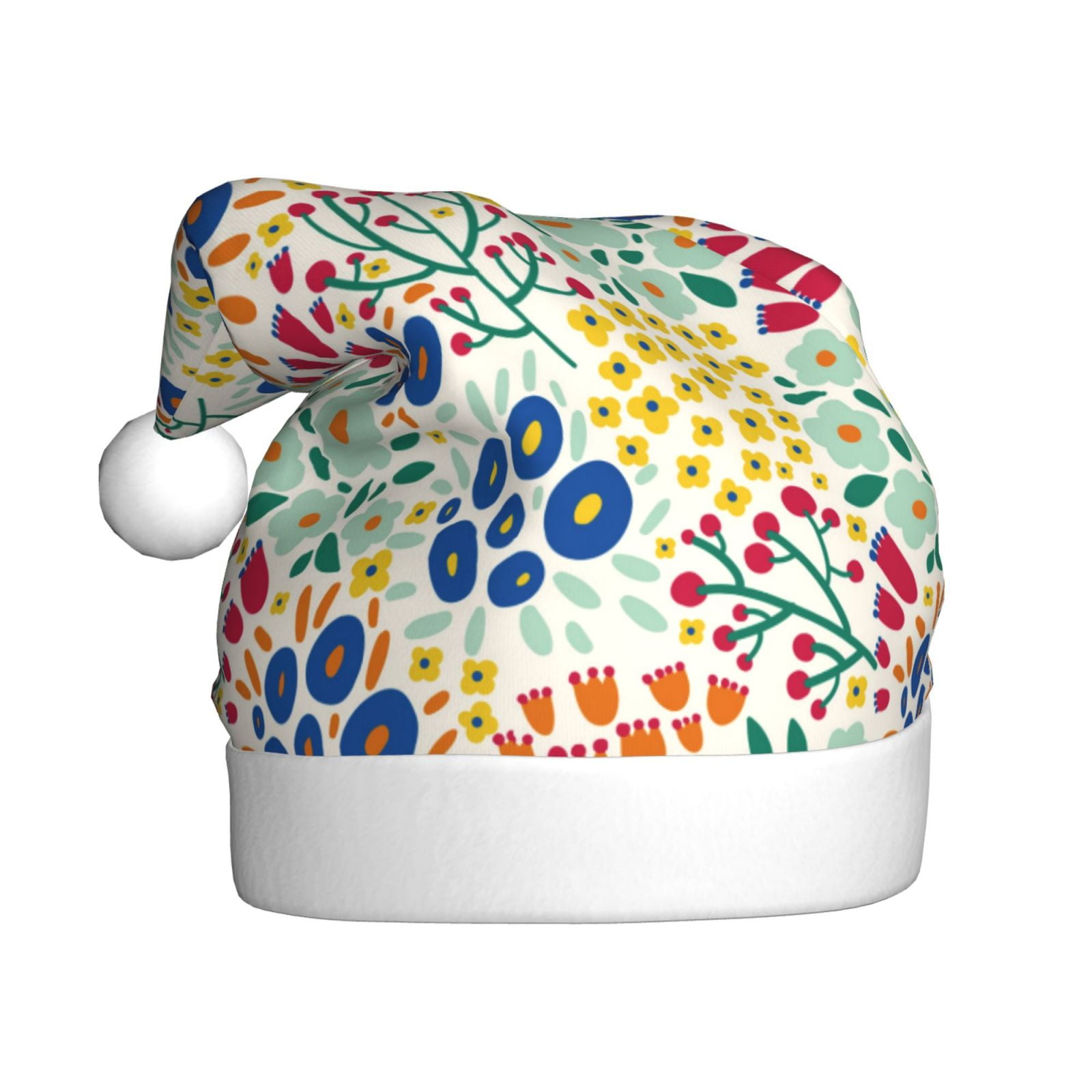 Daiia Cartoon Flowers Print Christmas Knitted Beanie Hat, Large Knit Hat Xmas Small Gifts For ...