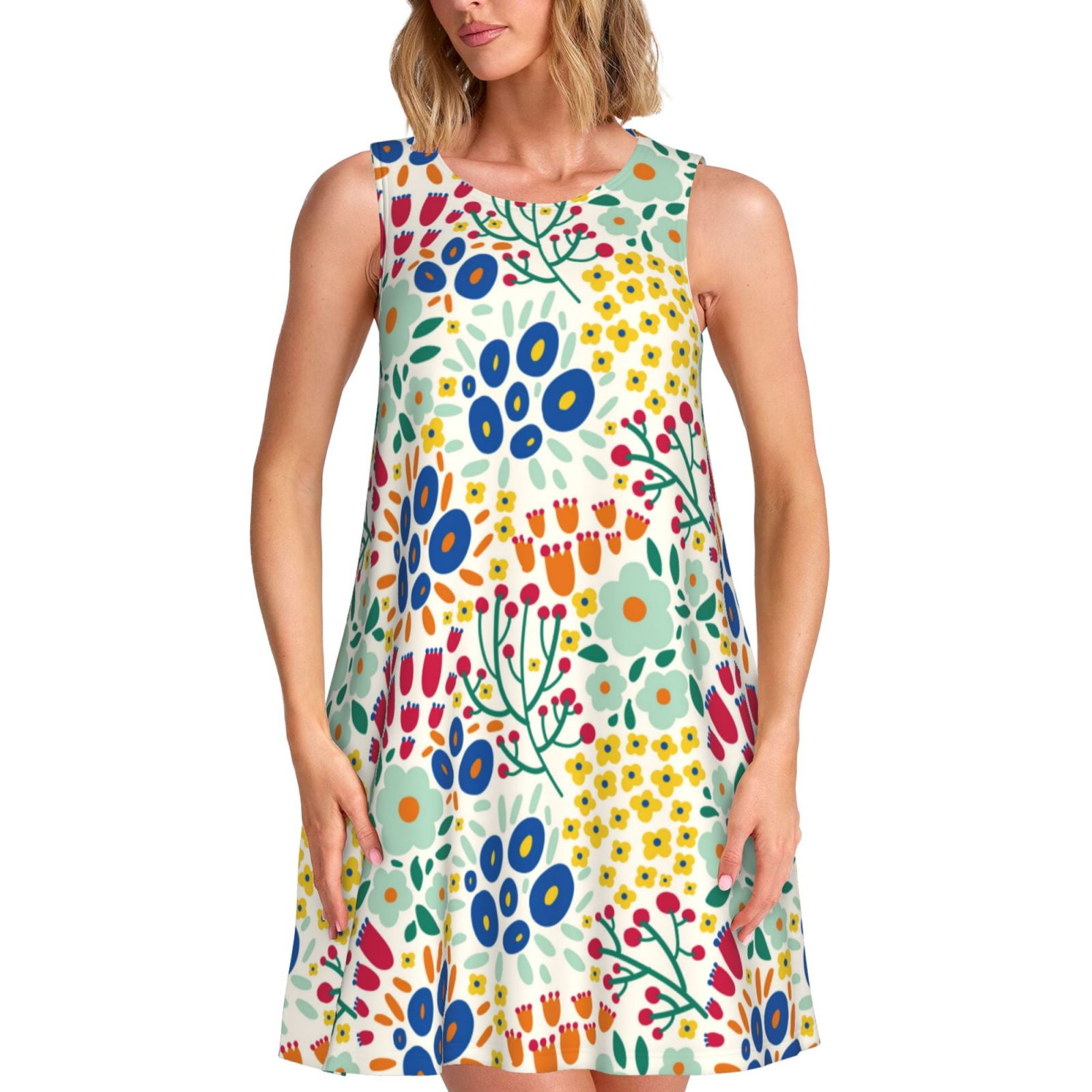 Daiia Cartoon Flowers Print Women's Dresses 2025 Trendy Short sleeve ...