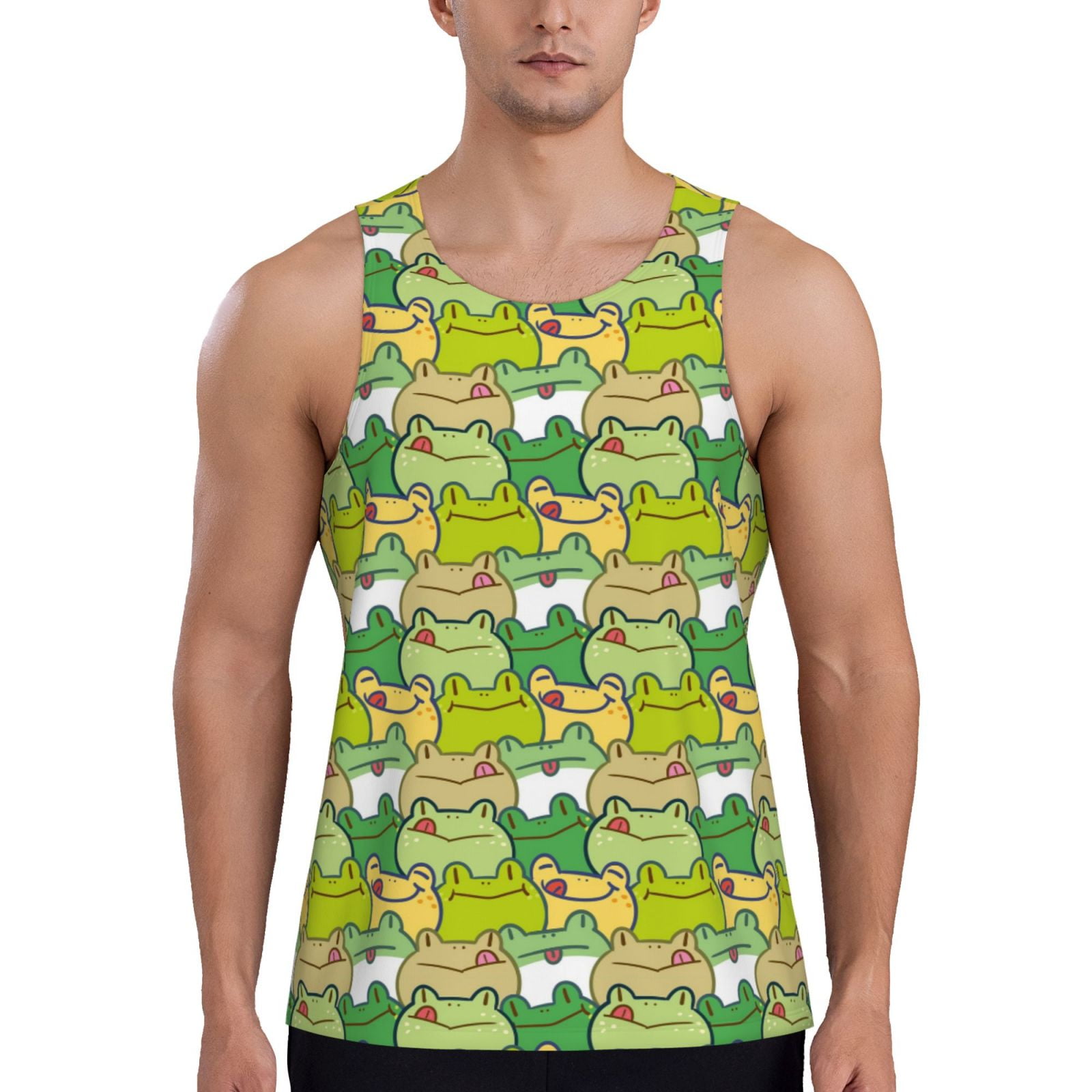 Daiia Cartoon Frog Printed Men's Quick Dry Fit Muscle Tank Top Slim-Fit ...
