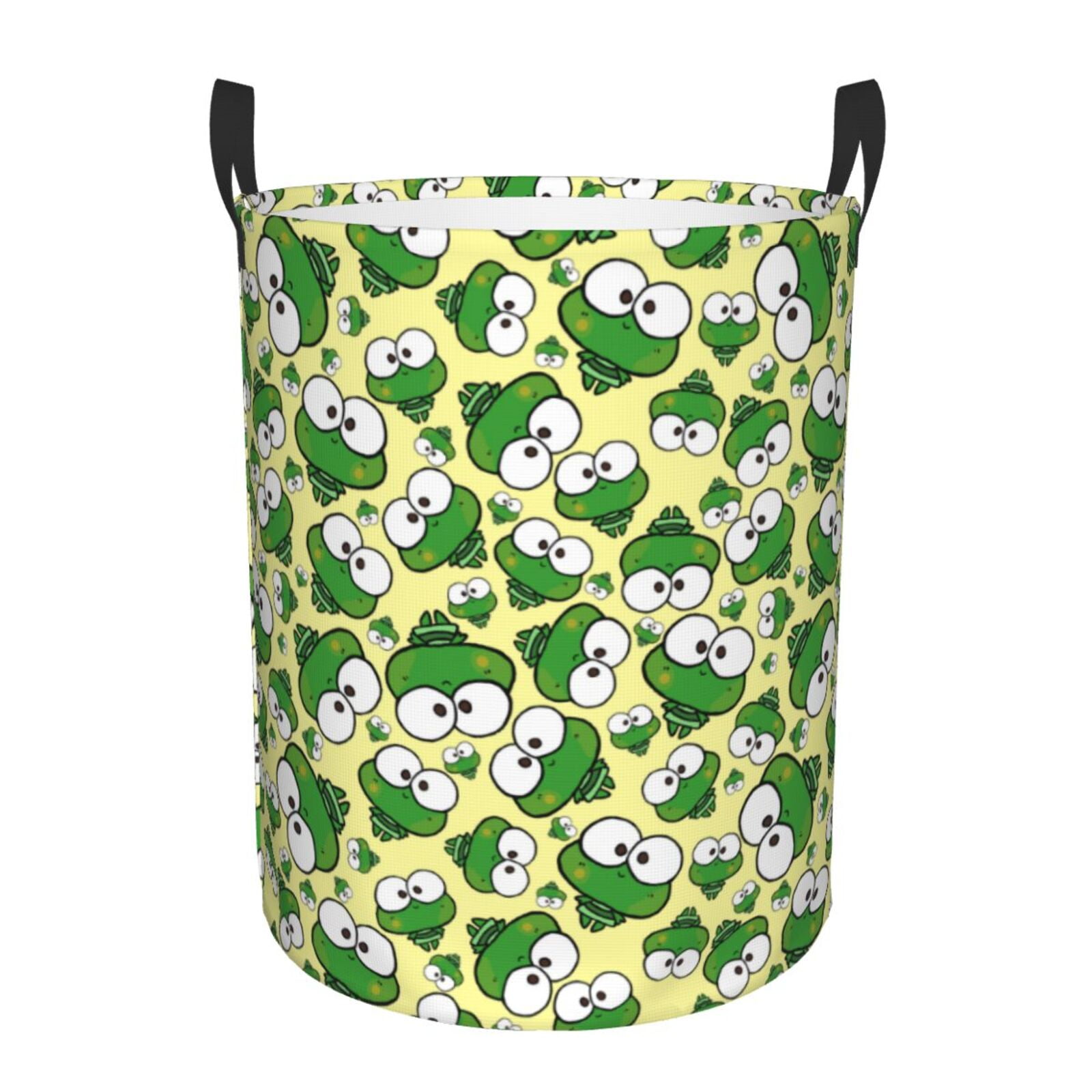 Daiia Cartoon Frogs Round Laundry Basket with Handles Thickened ...