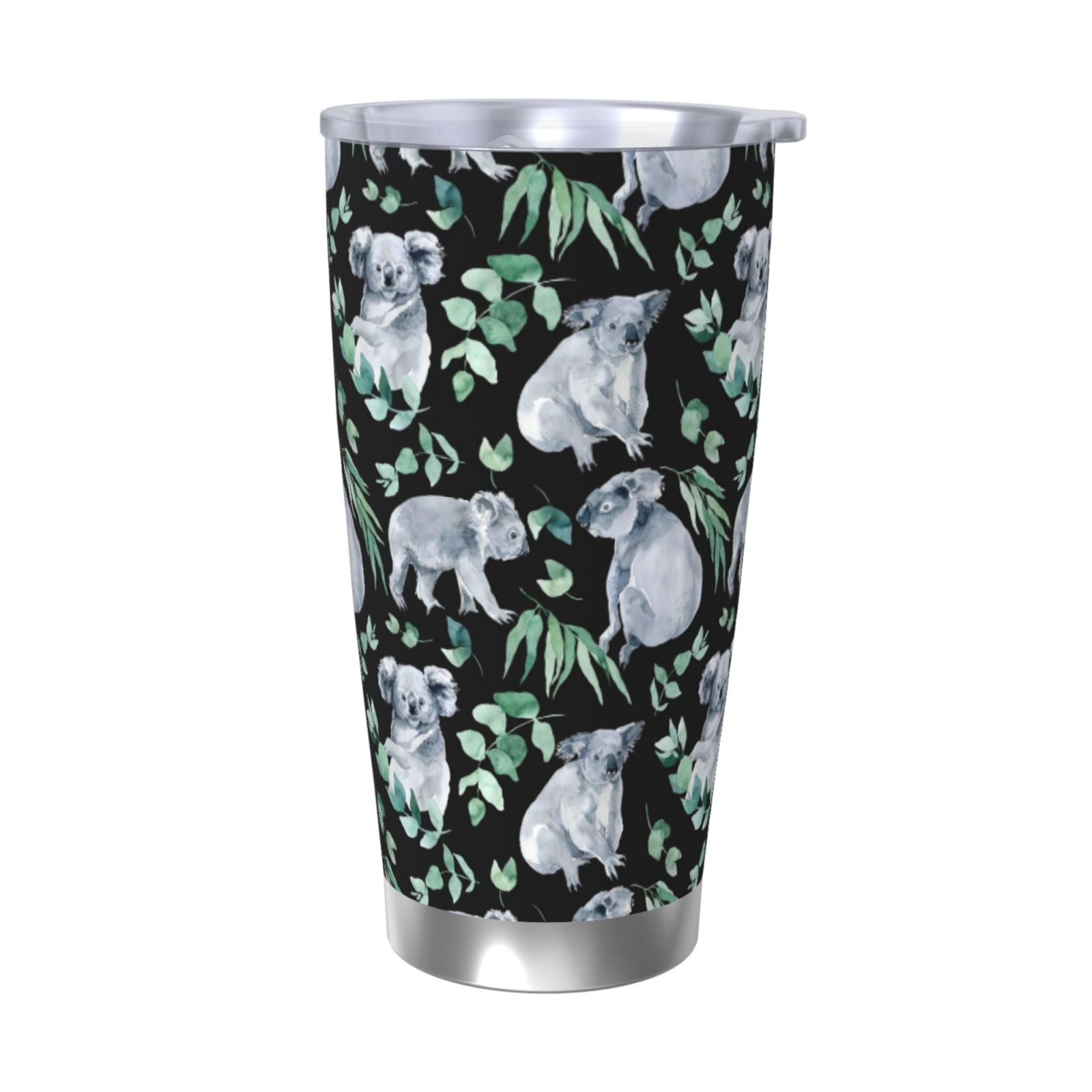 Daiia Cartoon Koala Bear Printed 20oz Insulated Coffee Cup with Straw ...