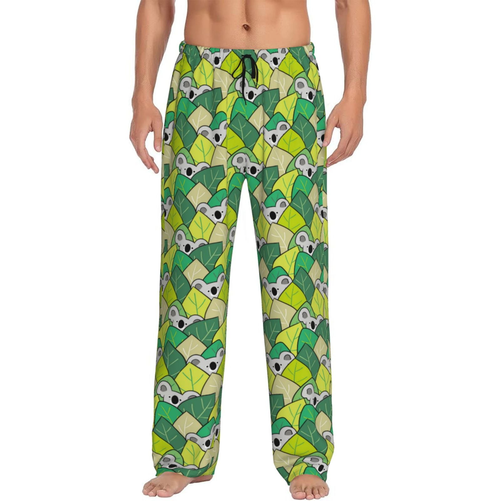 Daiia Cartoon Koala Bear and Leaf Men's Sleep Pant with Pockets and ...
