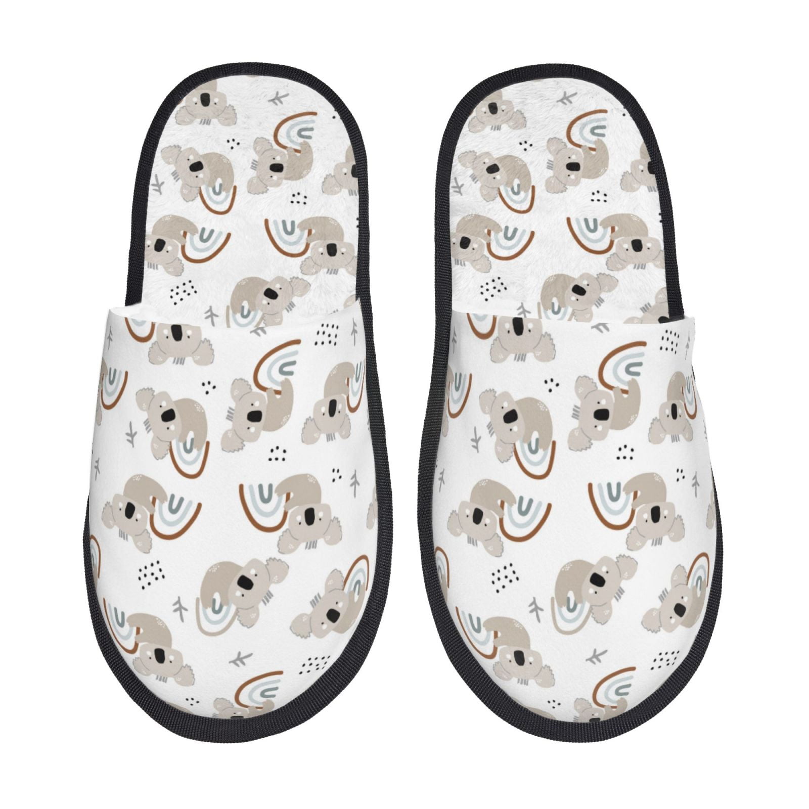 Daiia Cartoon Koala Pattern Furry Slippers for Women and Men, Soft ...
