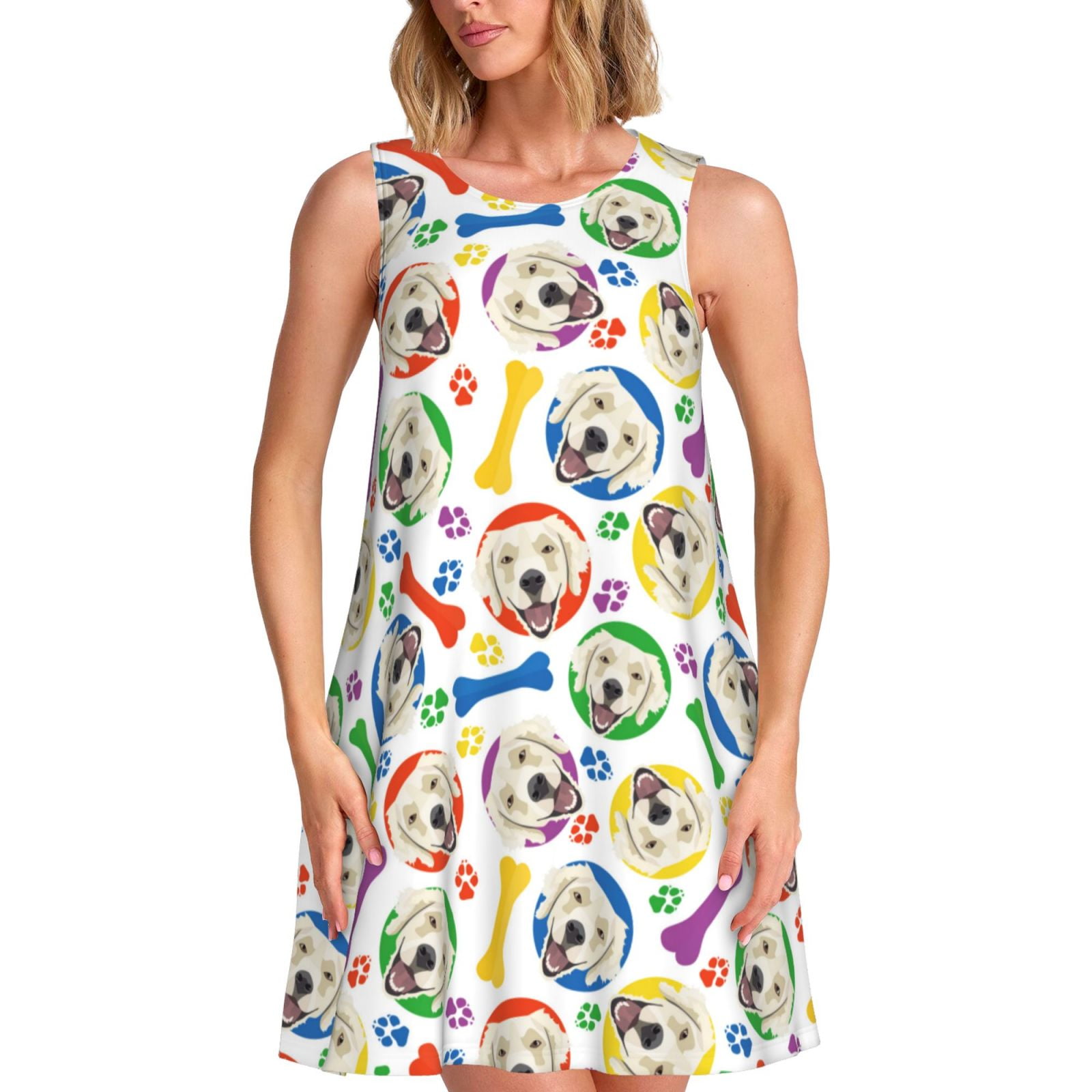 Daiia Cartoon Labrador Retriever Print Women's Dresses 2025 Trendy ...