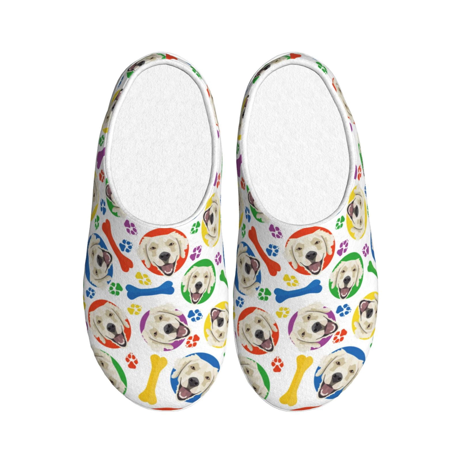 Daiia Cartoon Labrador Retriever Print Women’s Fuzzy Slippers Memory ...