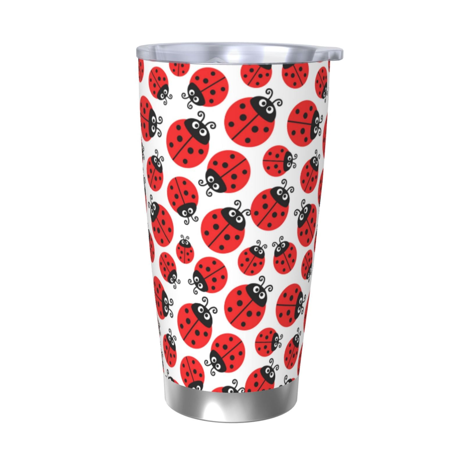 Daiia Cartoon Ladybug Printed 20oz Insulated Coffee Cup with Straw ...