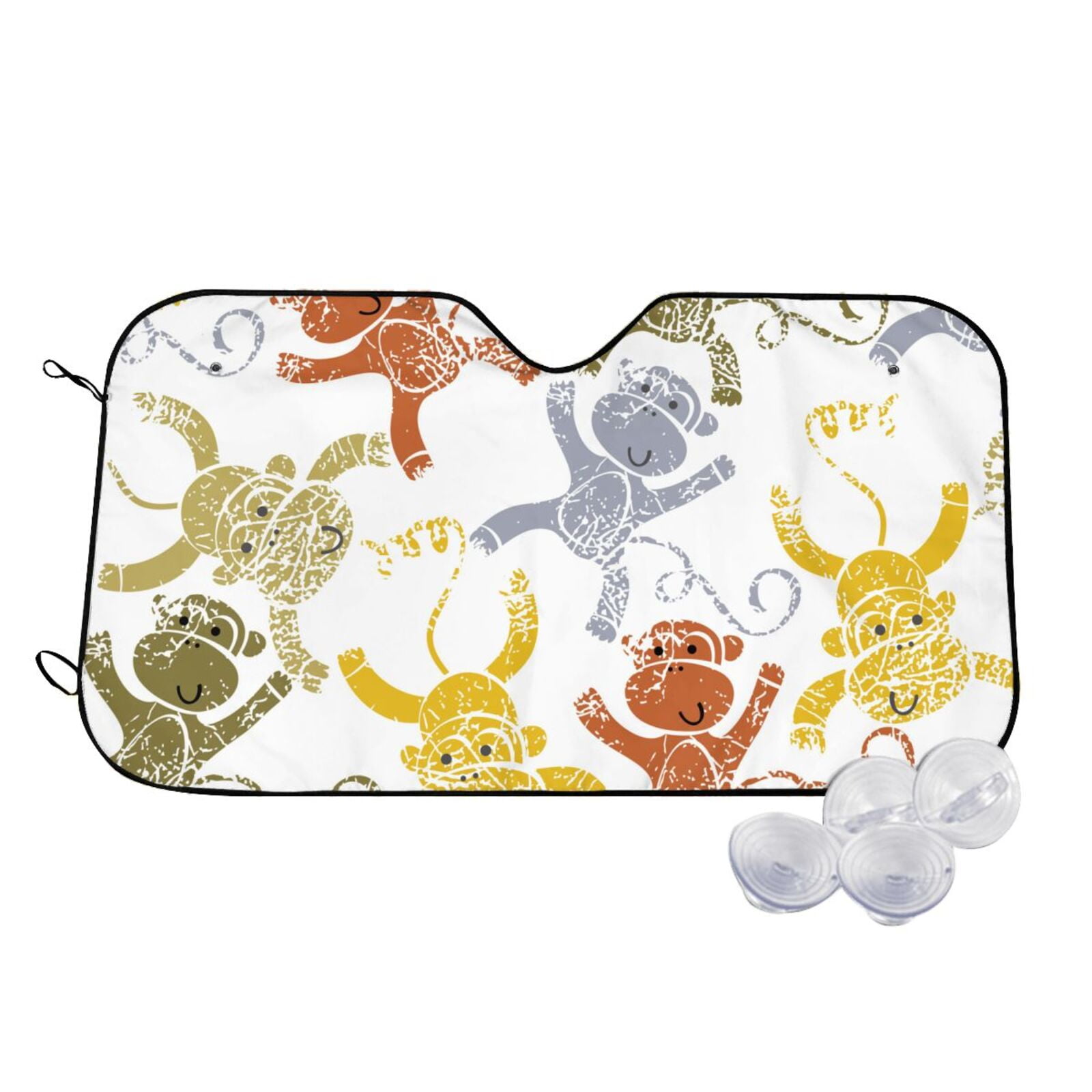 Daiia Cartoon Monkey Windshield Sun Shade for Car SUV Truck (Small ...