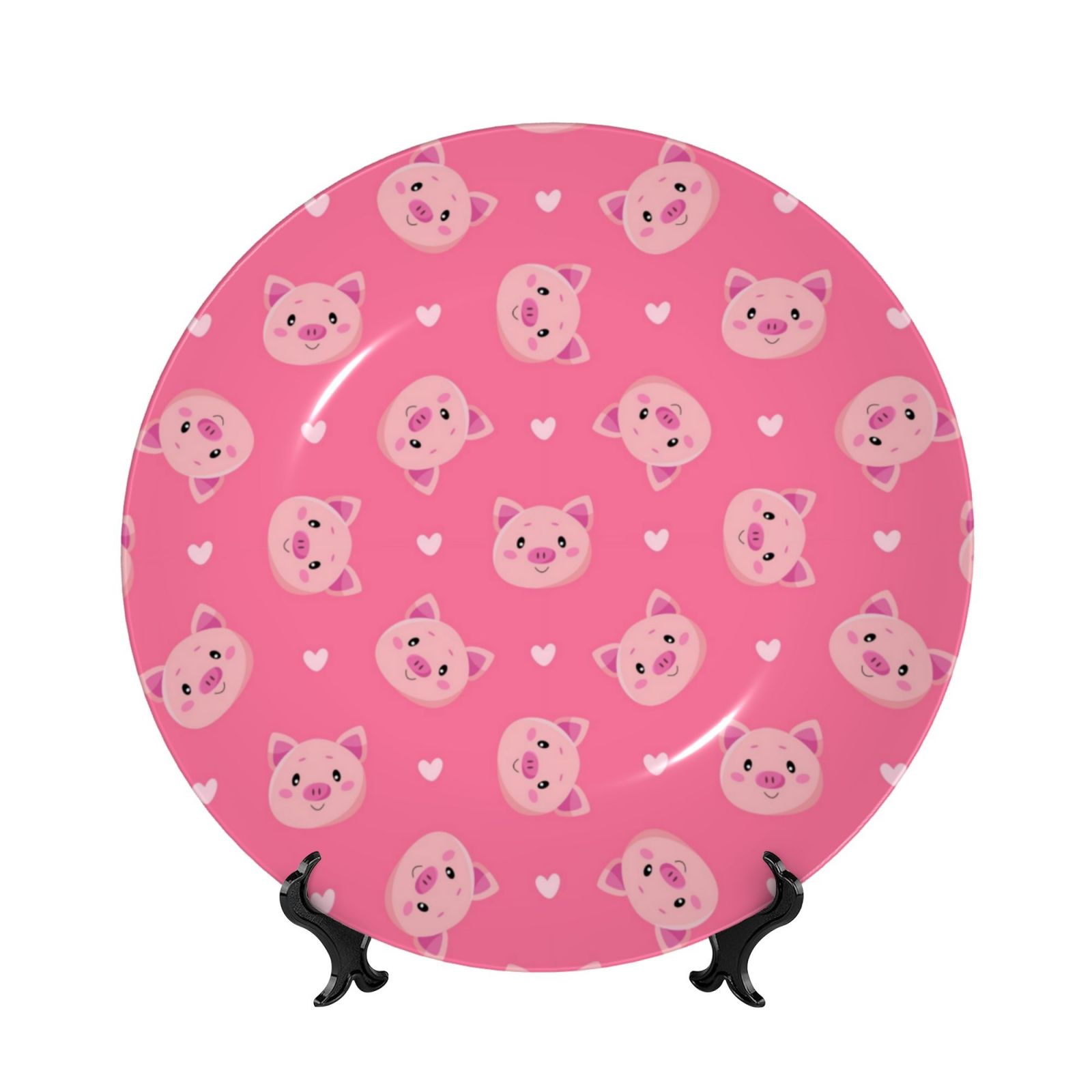 Daiia Cartoon Pigs and Hearts Printed Pattern Ceramic Plate Dinner ...