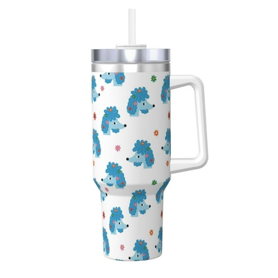 Daiia Cartoon Poodle Dog Printed 40 oz Tumbler with Handle,Ice Bully ...