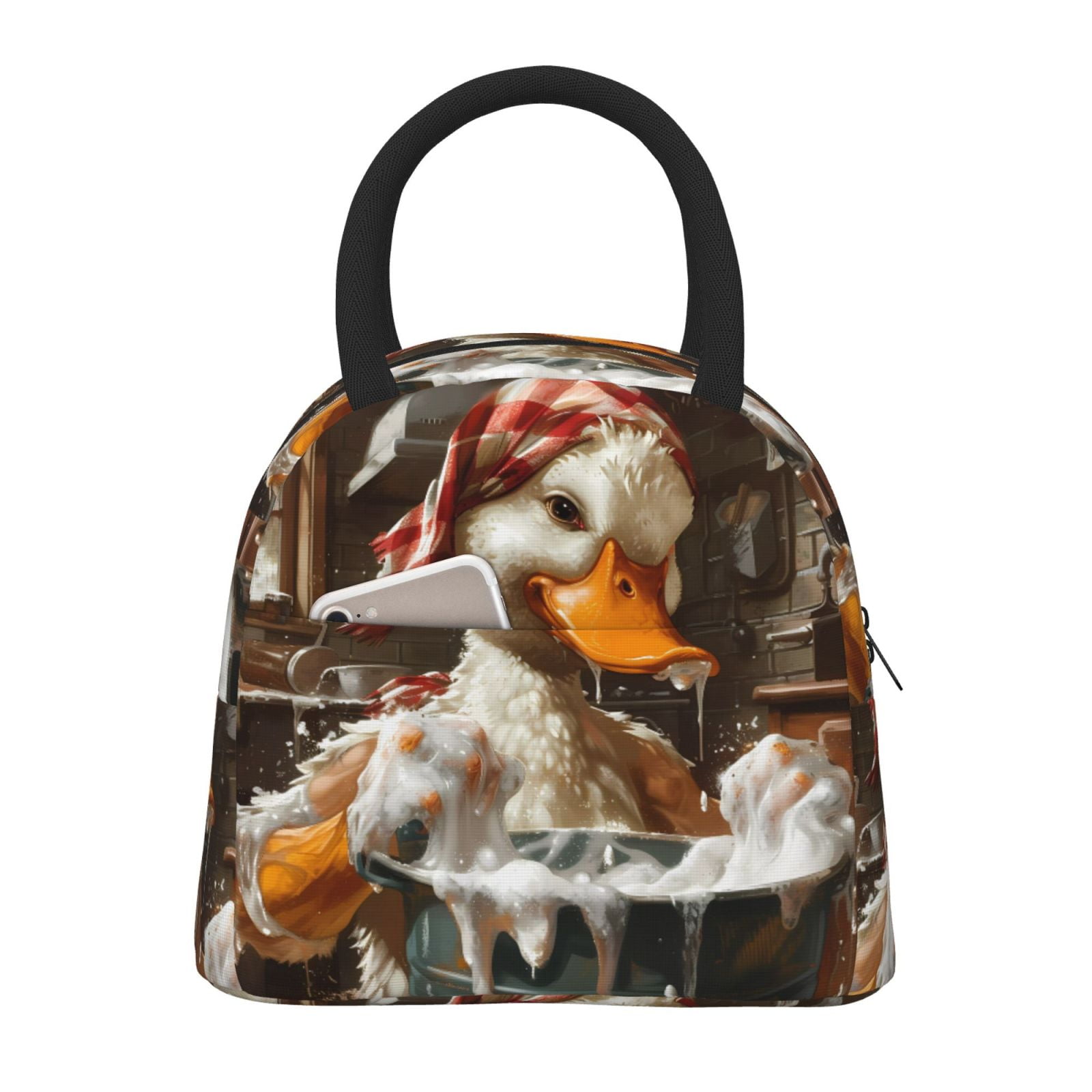 Daiia Cartoon Scottish Duck Pattern Lunch Bag , Insulated Lunch Box ...