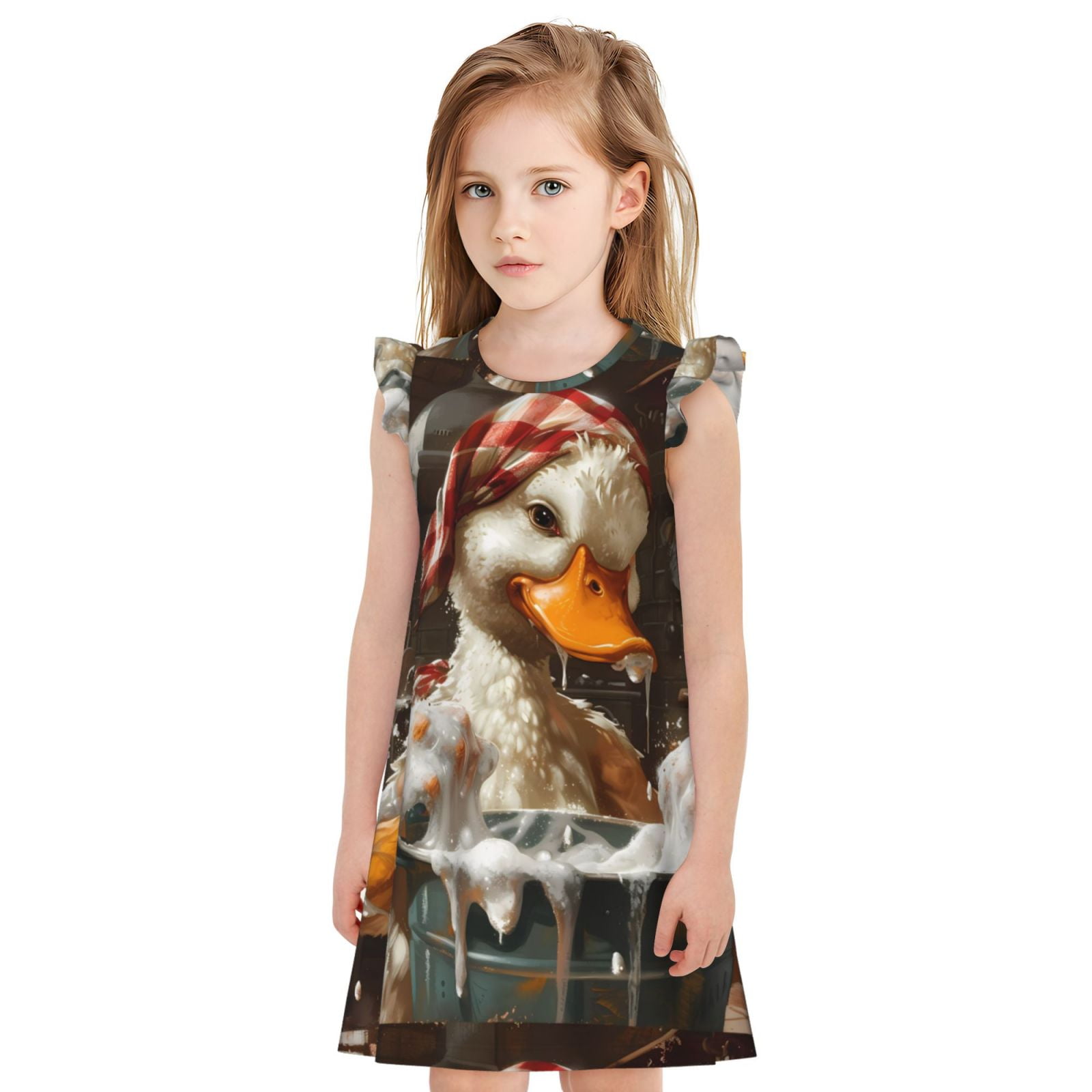 Daiia Cartoon Scottish Duck Print Girls Nightgowns, Unicorn Nightgown ...
