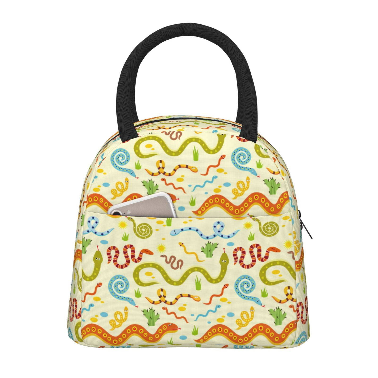 Daiia Cartoon Snake8 Pattern Lunch Bag , Insulated Lunch Box, Small ...