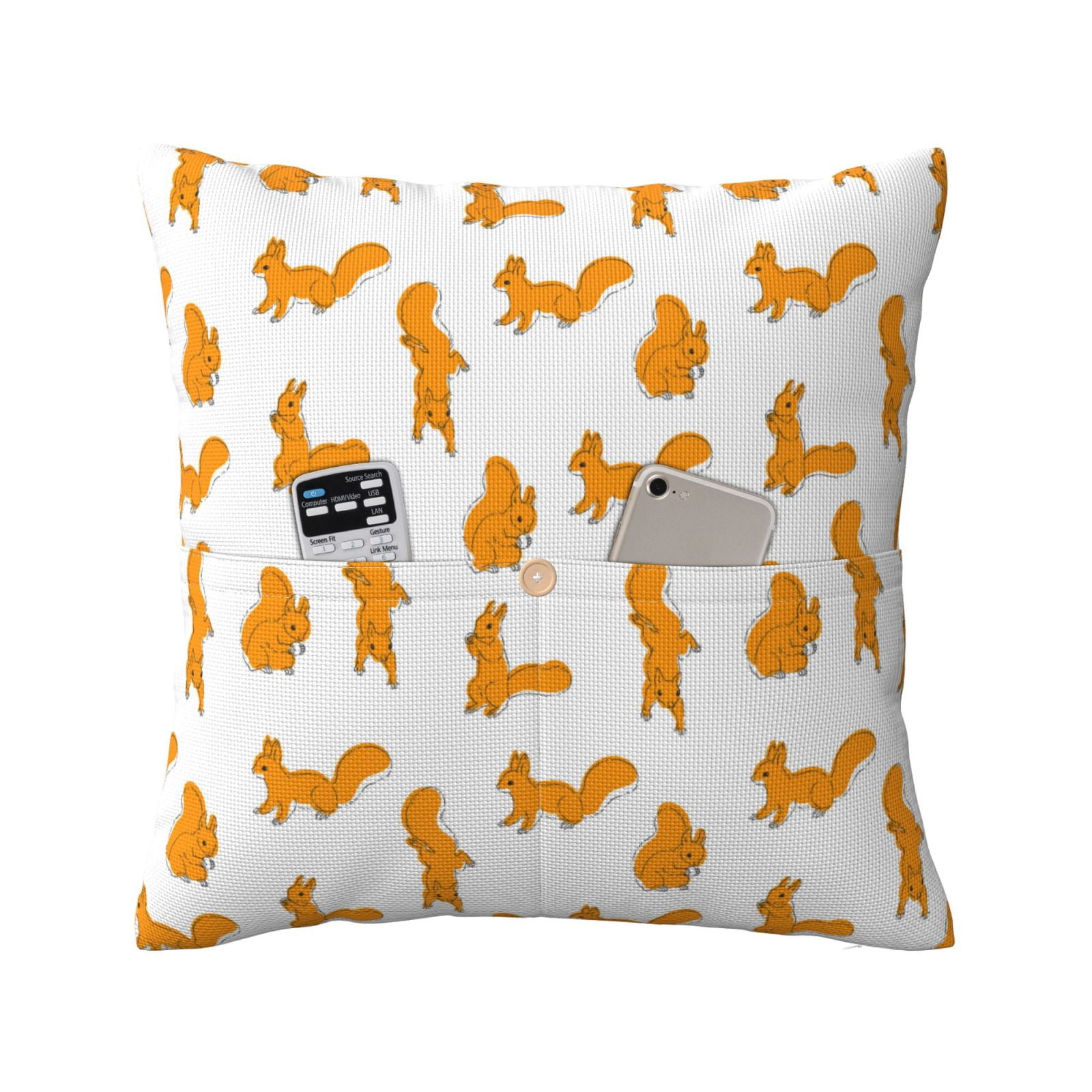 Daiia Cartoon Squirrel Pattern Linen Decorative Throw Pillow Cover with ...