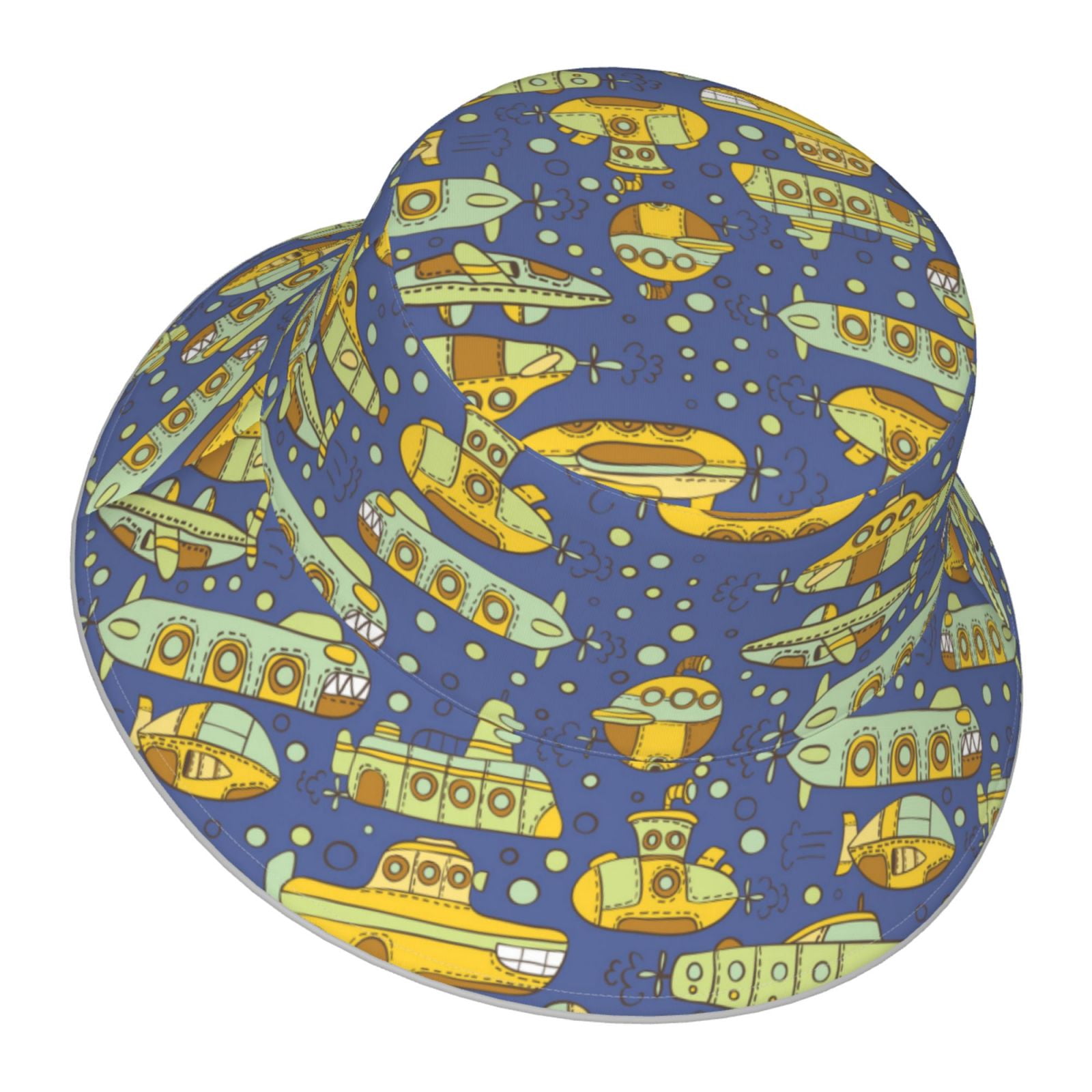 Daiia Cartoon Submarines Pattern Bucket Hat - Trendy Cotton Sun Hat for ...