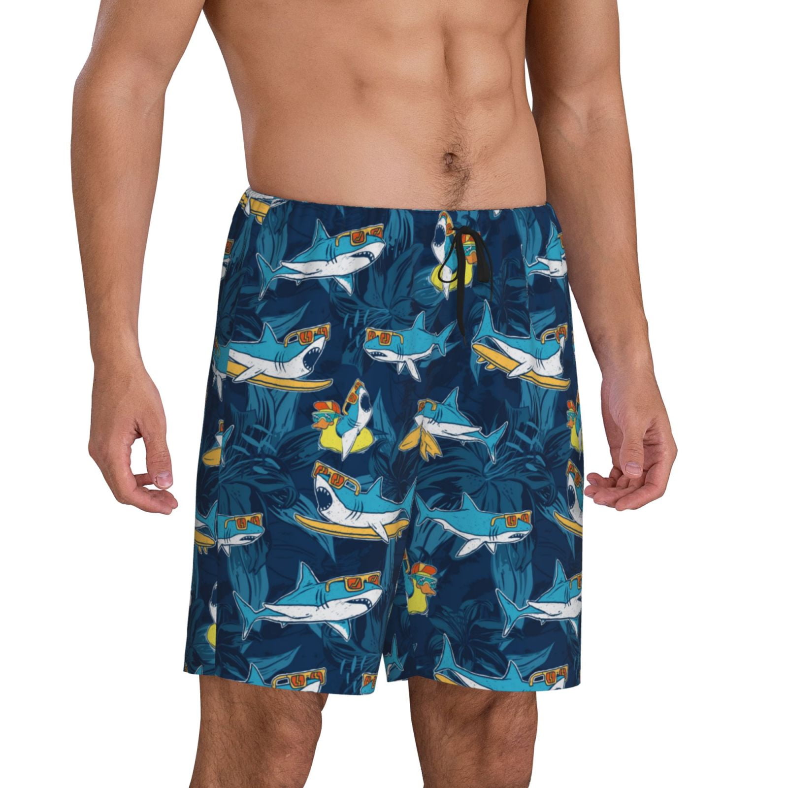Daiia Cartoon Surfer Sharks Mens Woven Stretch Pajama Short,Short ...