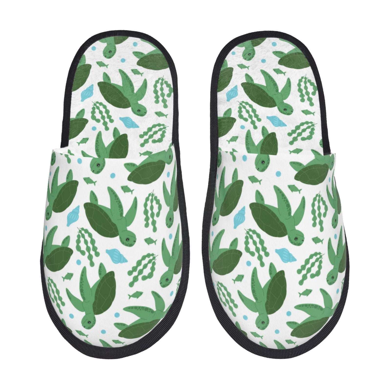 Daiia Cartoon Turtle Pattern Furry Slippers for Women and Men, Soft ...