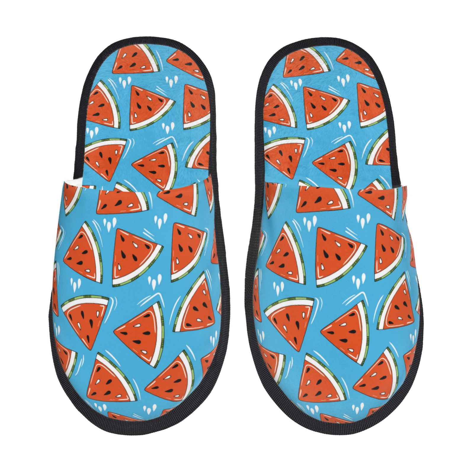 Daiia Cartoon Watermelon Pattern Furry Slippers for Women and Men, Soft ...
