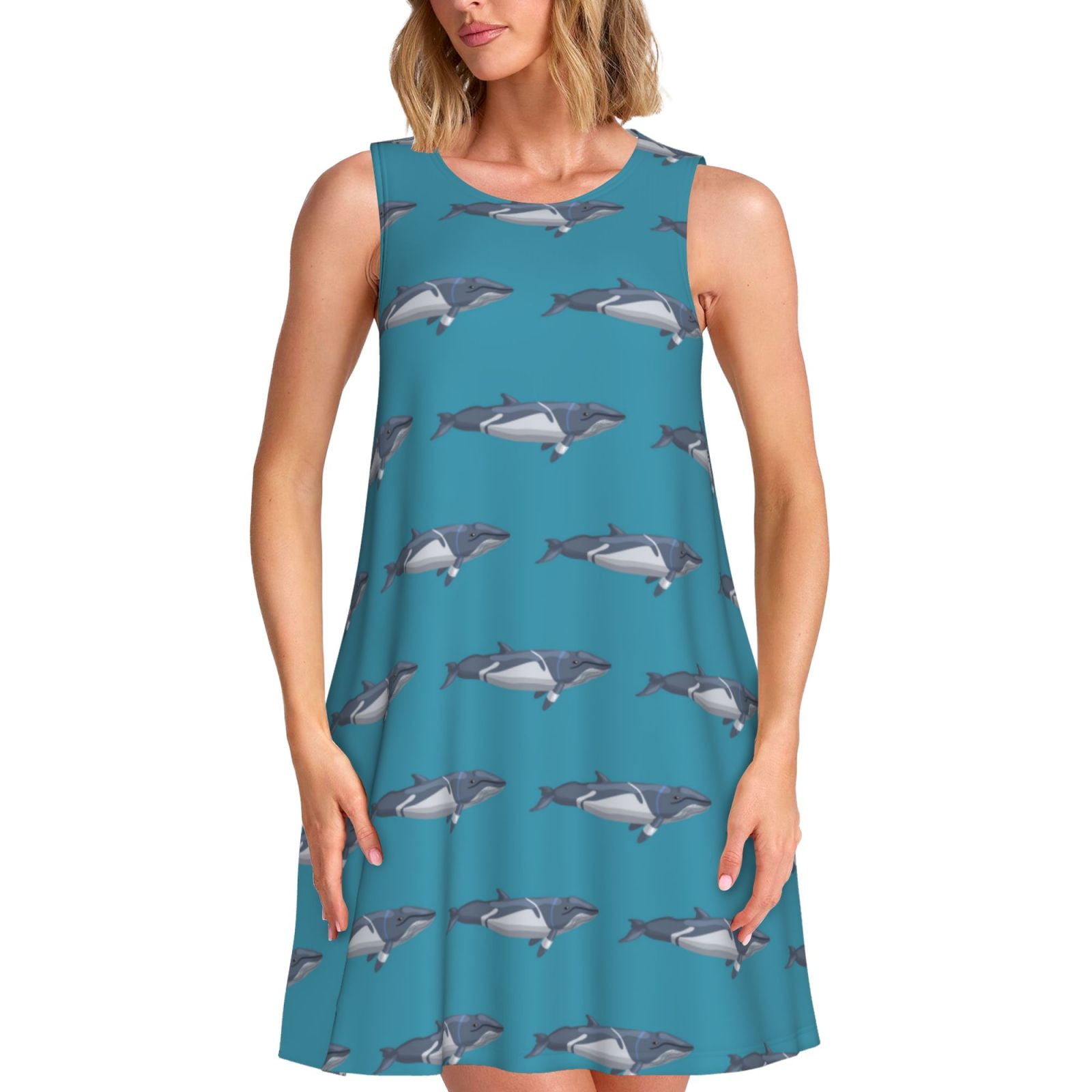 Daiia Cartoon Whale Print Women's Dresses 2025 Trendy Short sleeve ...