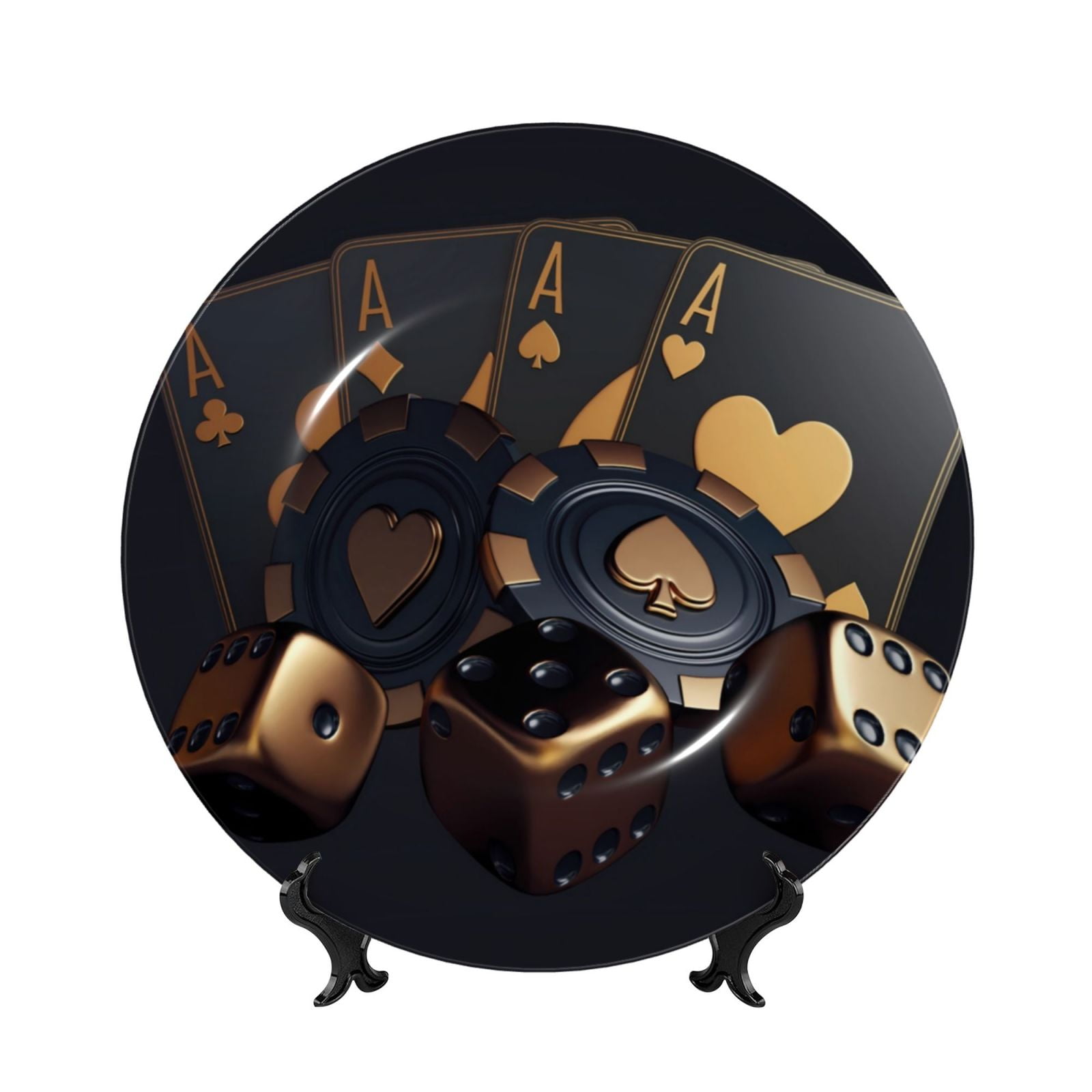 Daiia Casino Cards Poker Printed Pattern Ceramic Plate Dinner Plates ...
