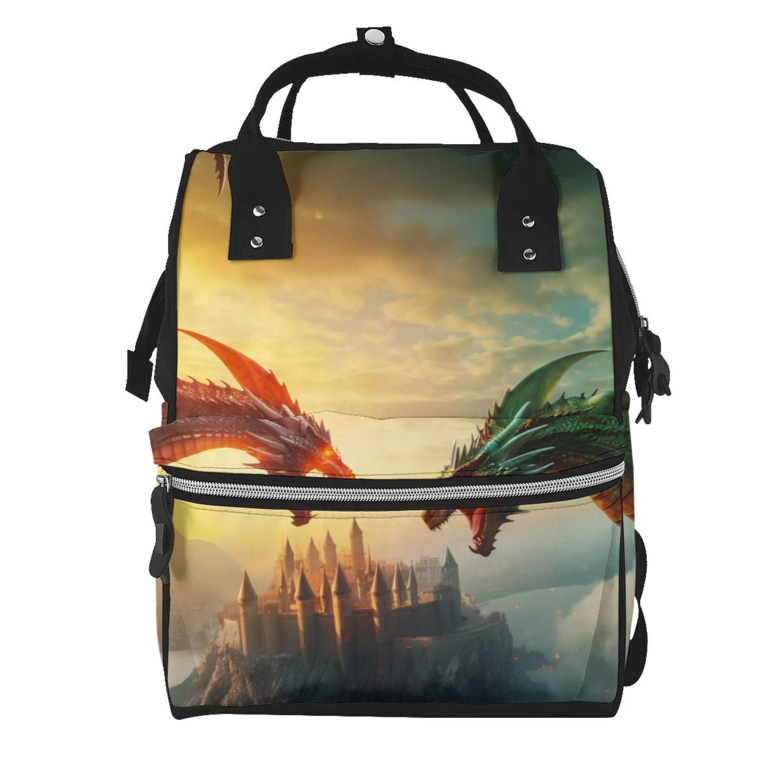 Daiia Castle Red Green Sky Dragon Large Capacity Baby Bag Waterproof ...
